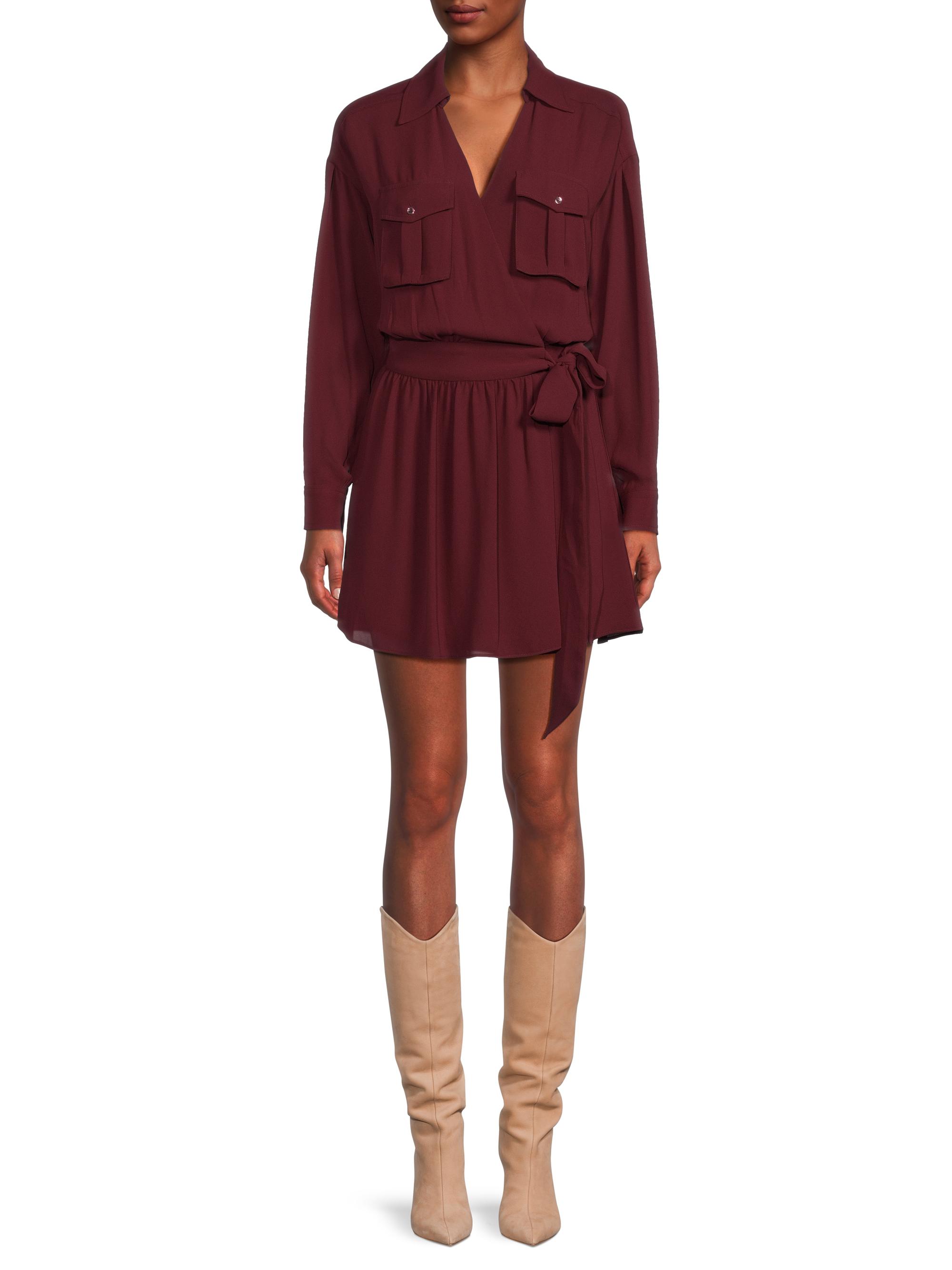 Click here for Ramy Brook Womens Pocket Mini Wrap Dress - Burgund... prices