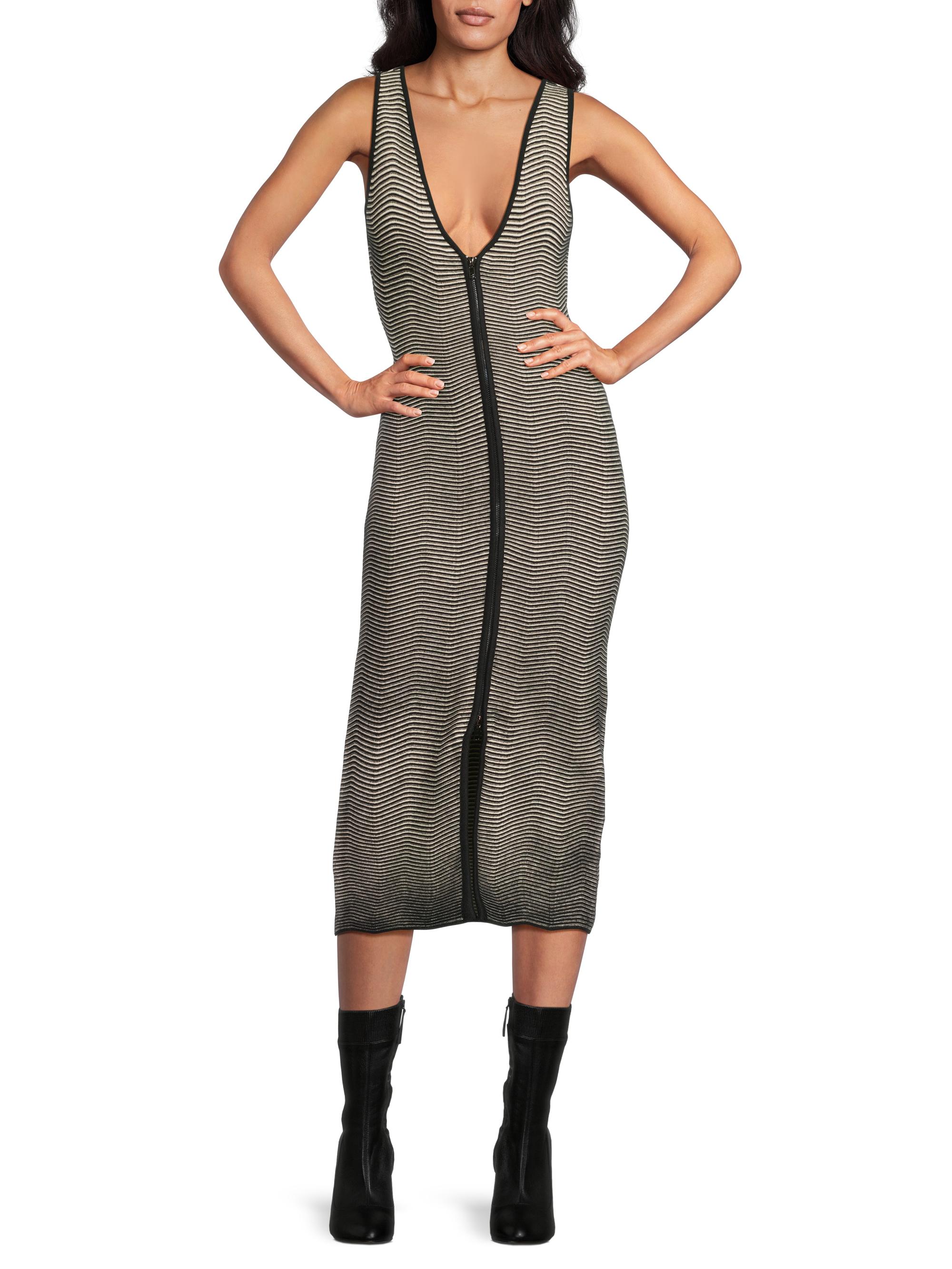 Click here for Ramy Brook Womens Adeline Chevron Knit Bodycon Mid... prices