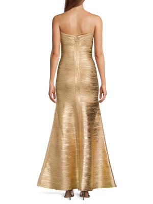 Hervé Léger Metallic Sara Trumpet Gown on SALE | Saks OFF 5TH