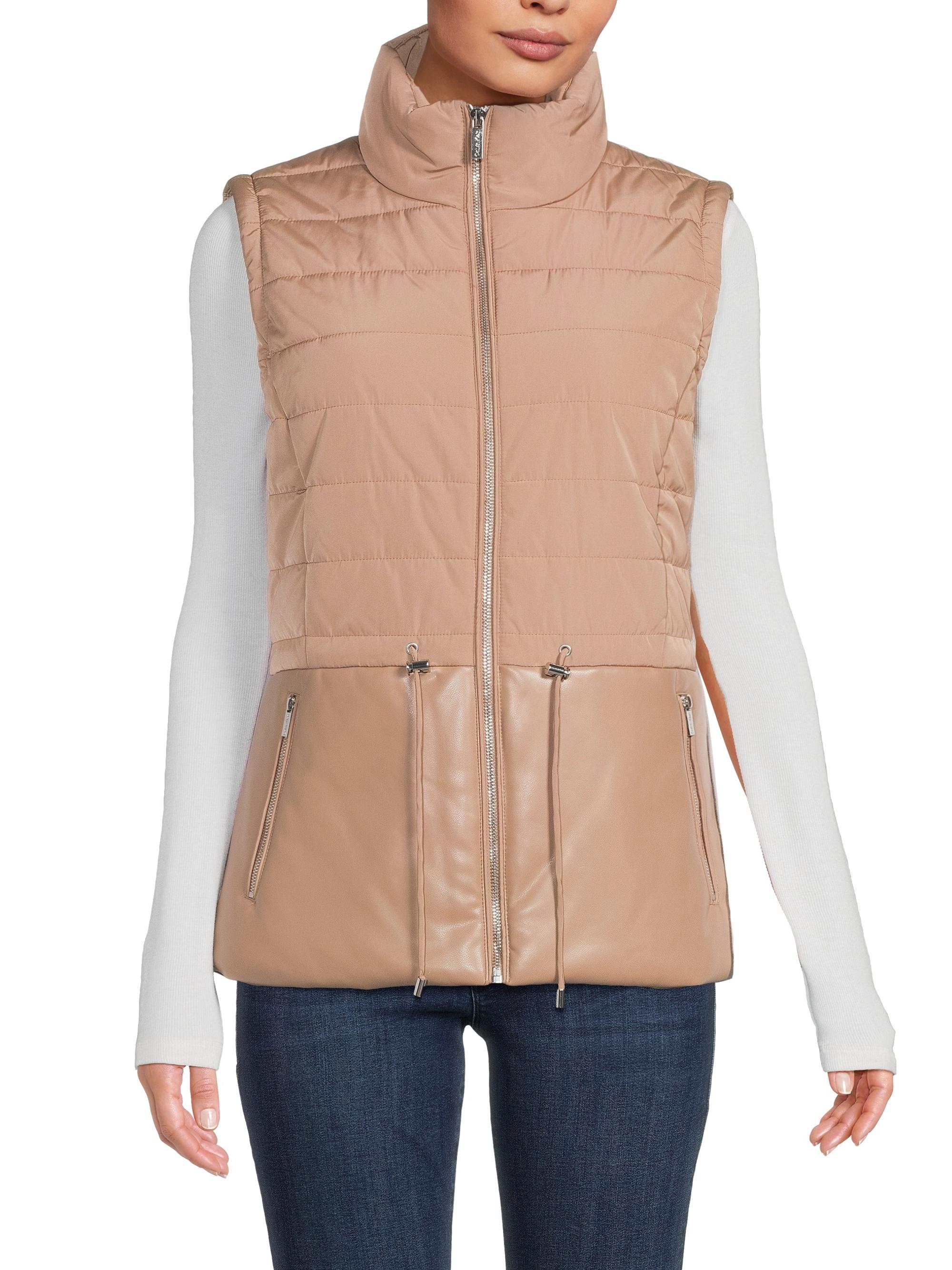 Click here for Calvin Klein Womens Stand Collar Puffer Vest - Caf... prices