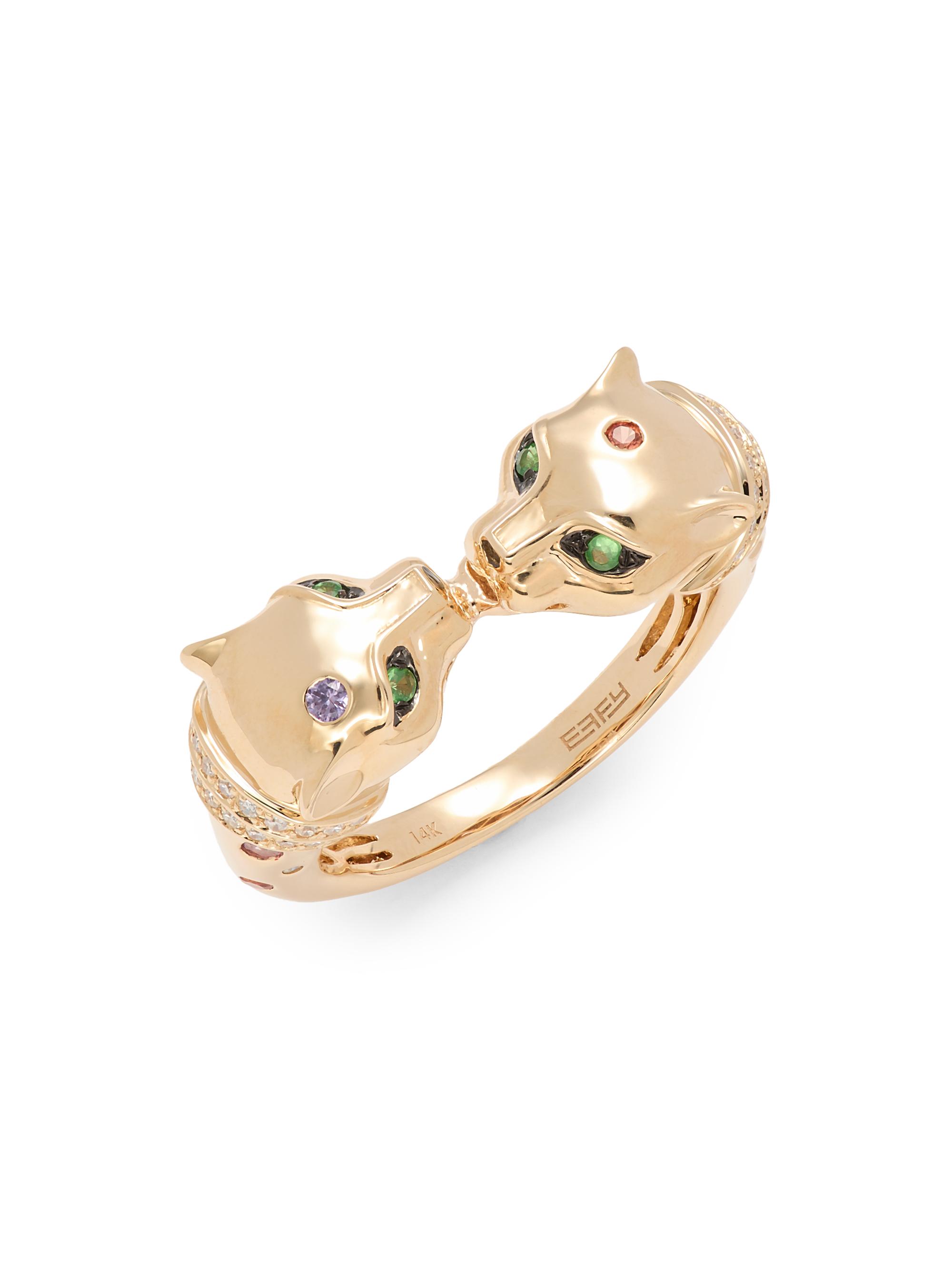 Click here for Effy Womens 14K Yellow Gold  Multicolor Sapphire D... prices