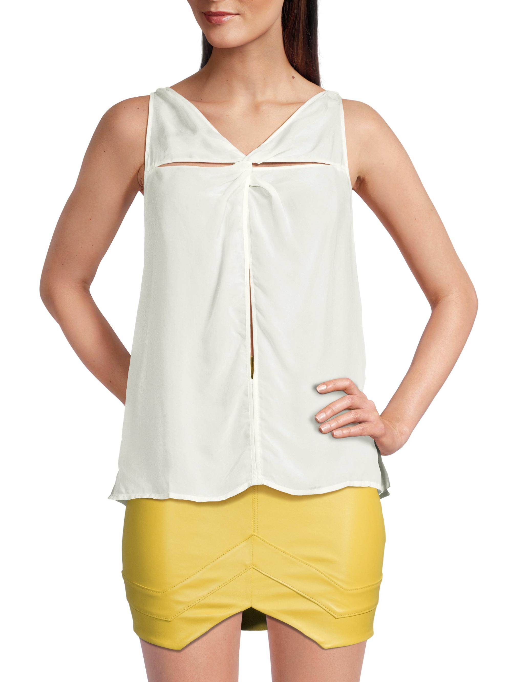 Click here for Rta Womens Twisted Cutout Cupro Top - White - Size... prices