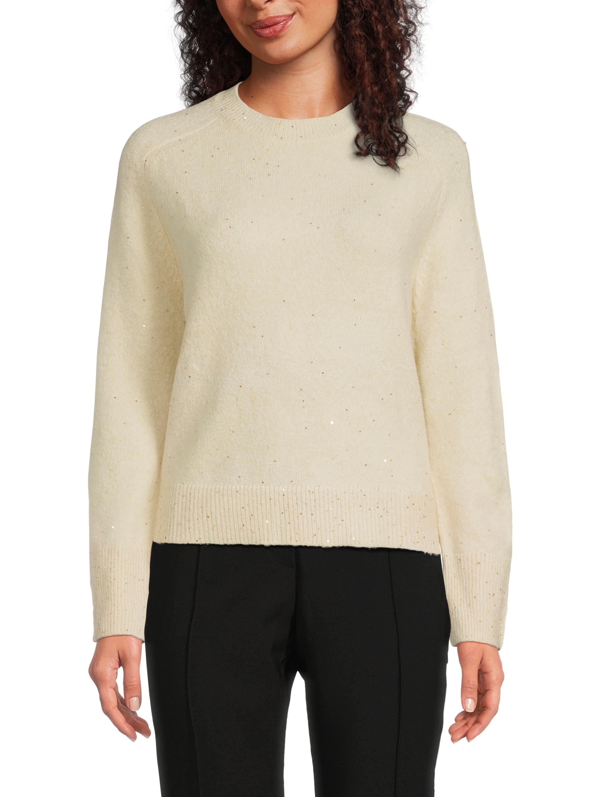 Click here for Dkny Womens Lurex Crewneck Sweater - Eggnog - Size... prices