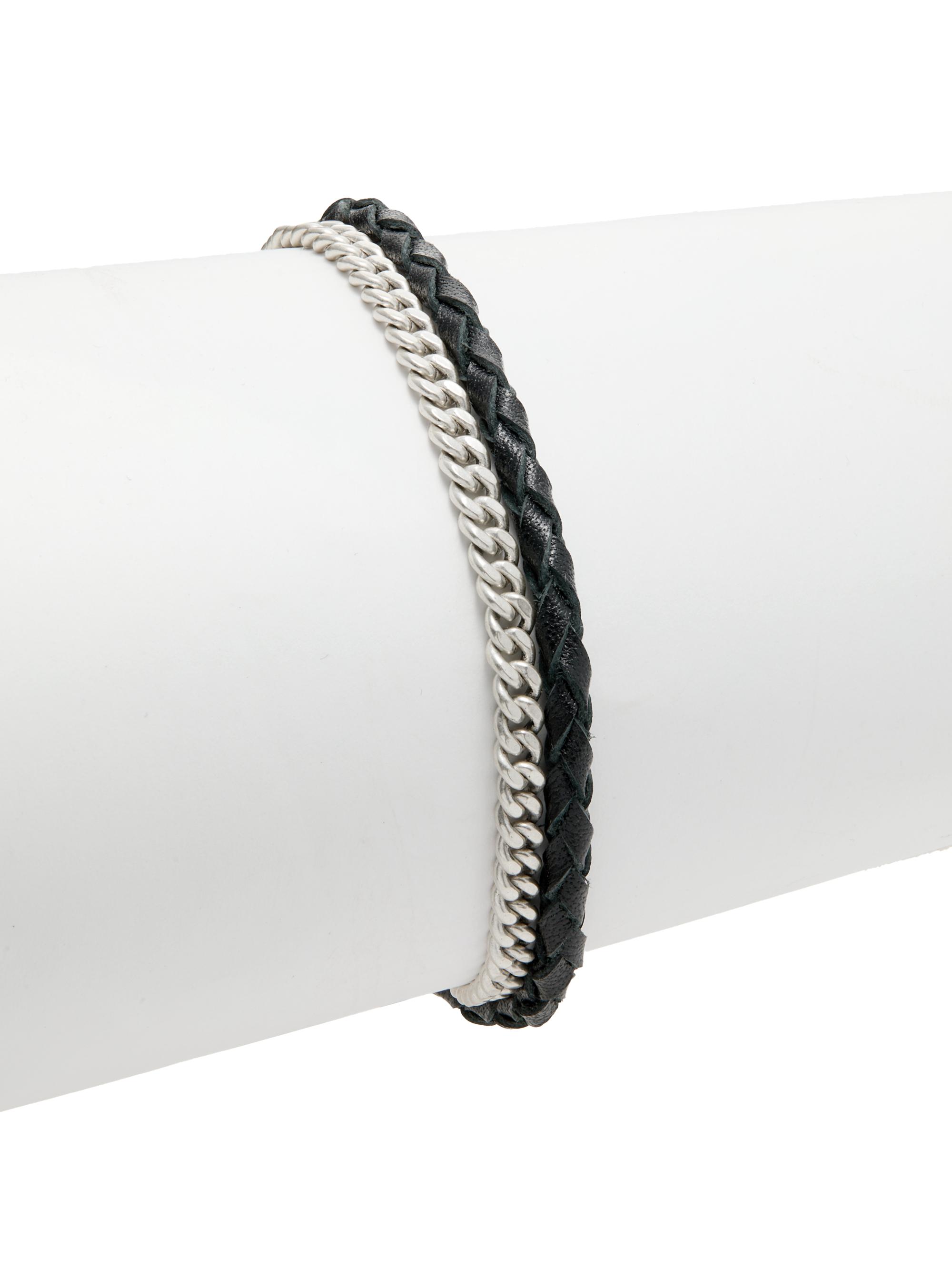 Click here for Allsaints Womens Sterling Silver & Leather Braided... prices