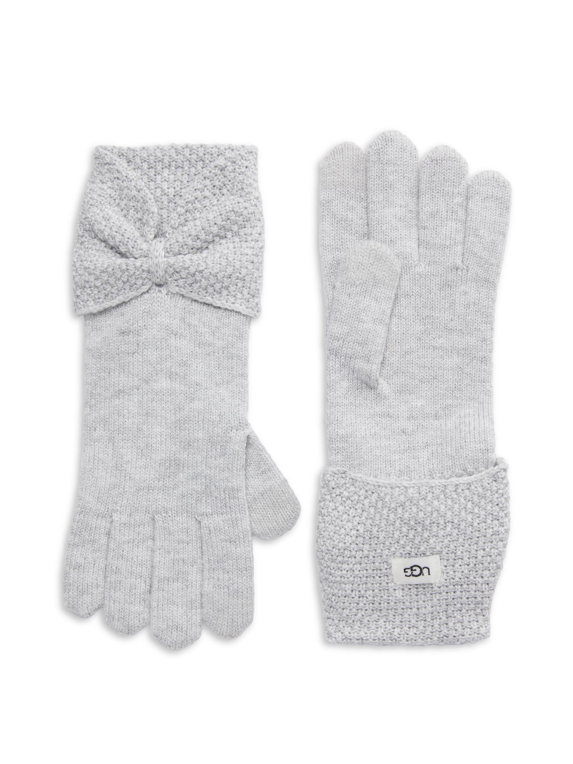 Click here for Ugg Womens Knit Bow Touchscreen Gloves - Grey Heat... prices