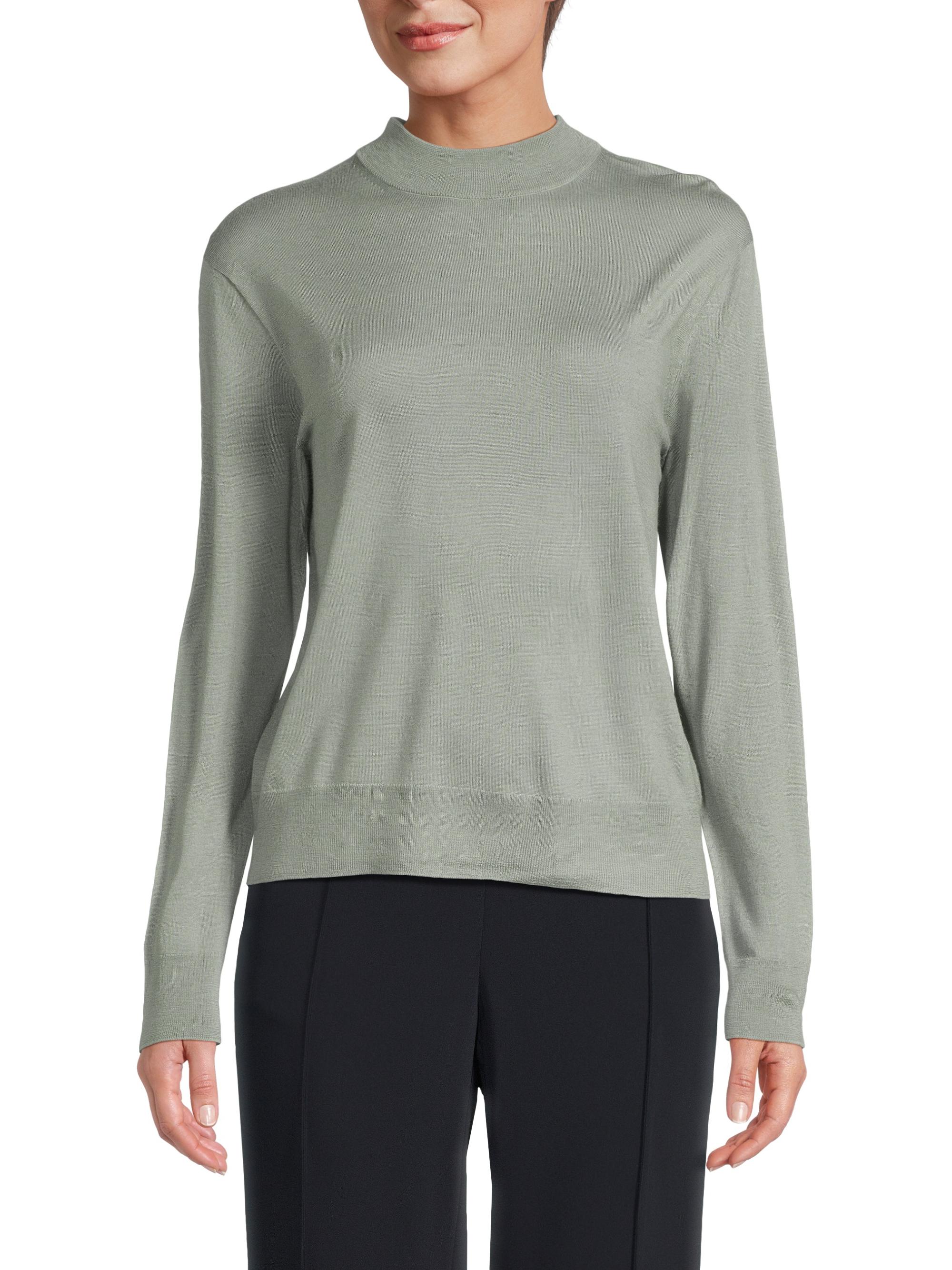 Click here for Vince Womens Mock Turtleneck Wool Sweater - Jade -... prices