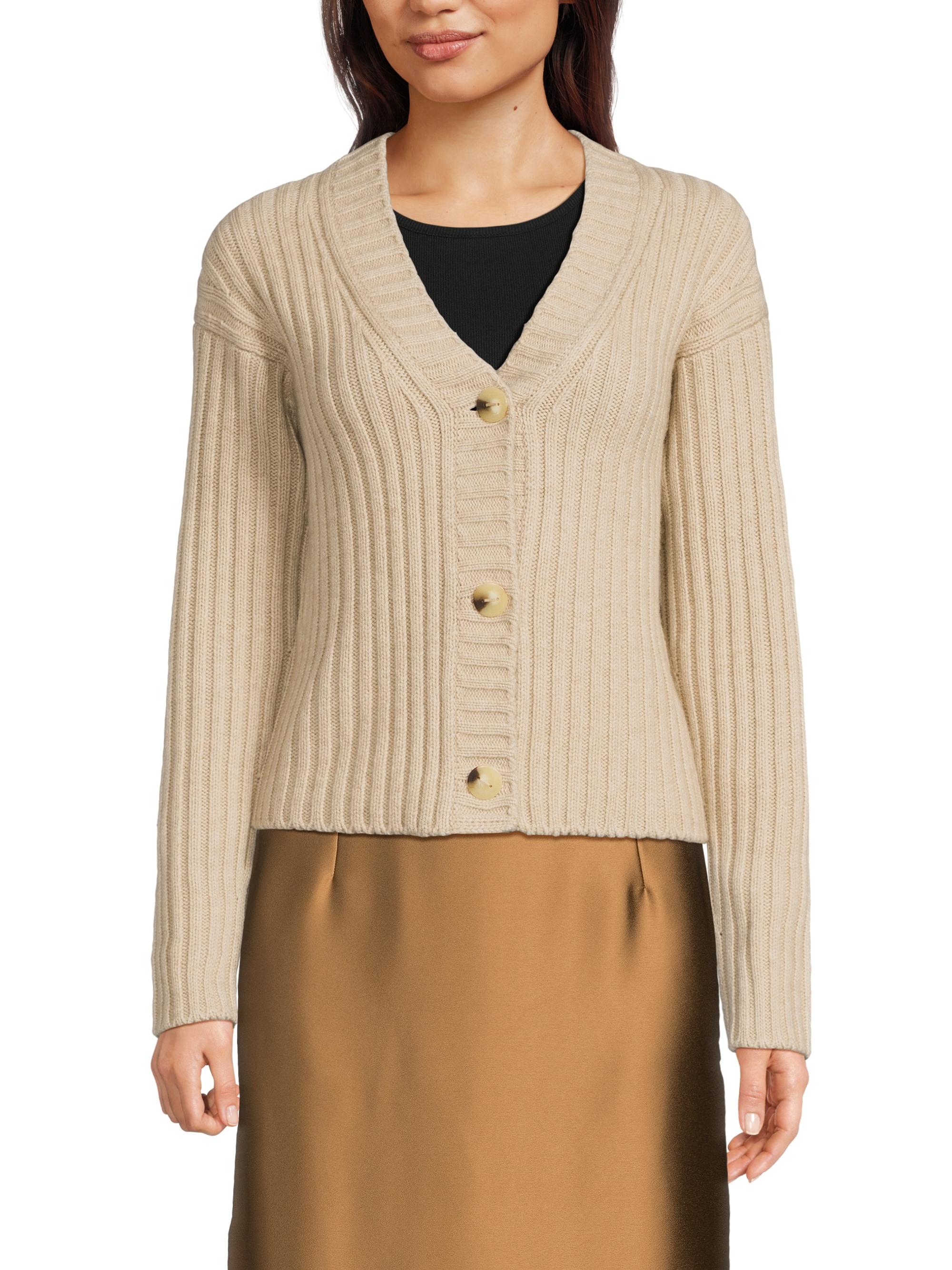 Click here for Vince Womens Chunky Wool & Cashmere Ribbed Cardiga... prices