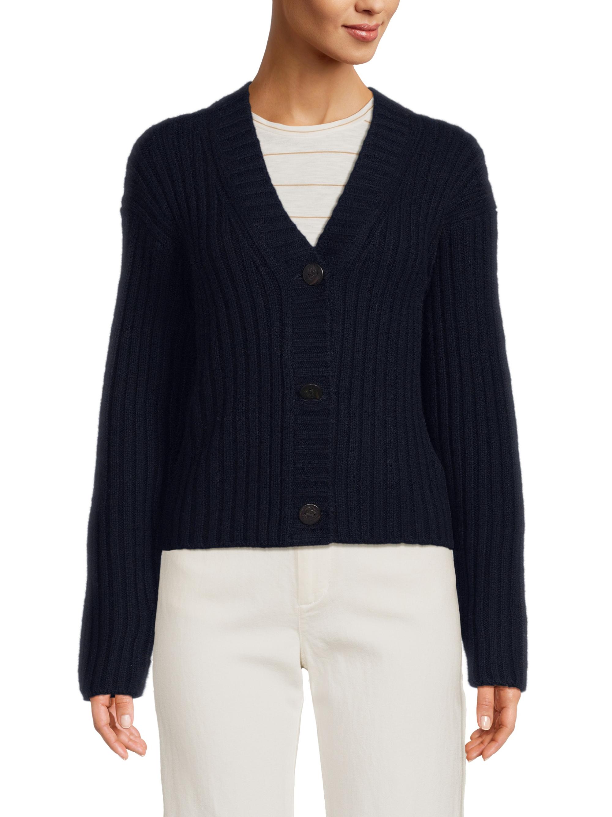 Click here for Vince Womens Chunky Wool & Cashmere Ribbed Cardiga... prices