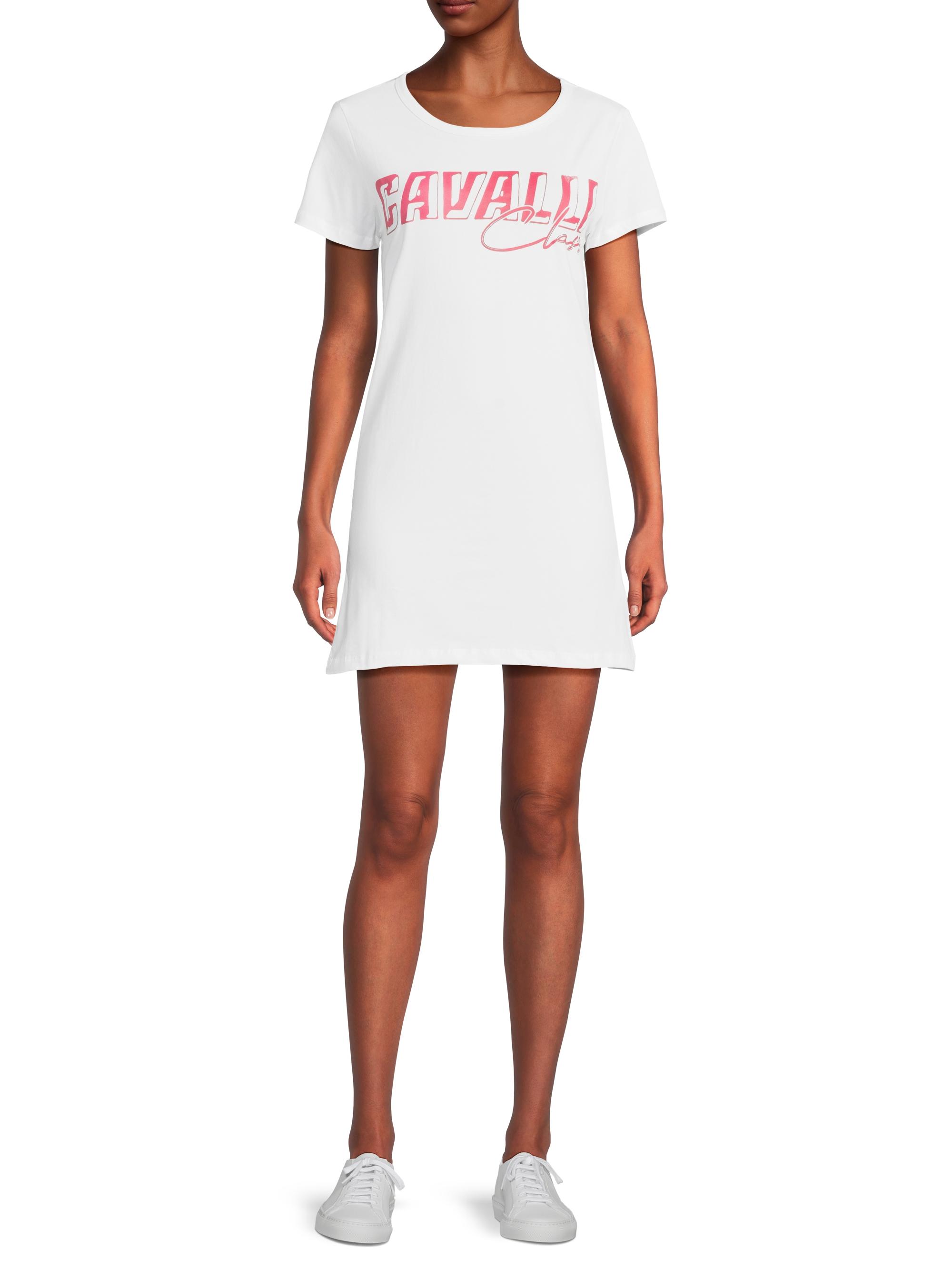 Click here for Roberto Cavalli Womens Logo T-Shirt Minidress - Wh... prices