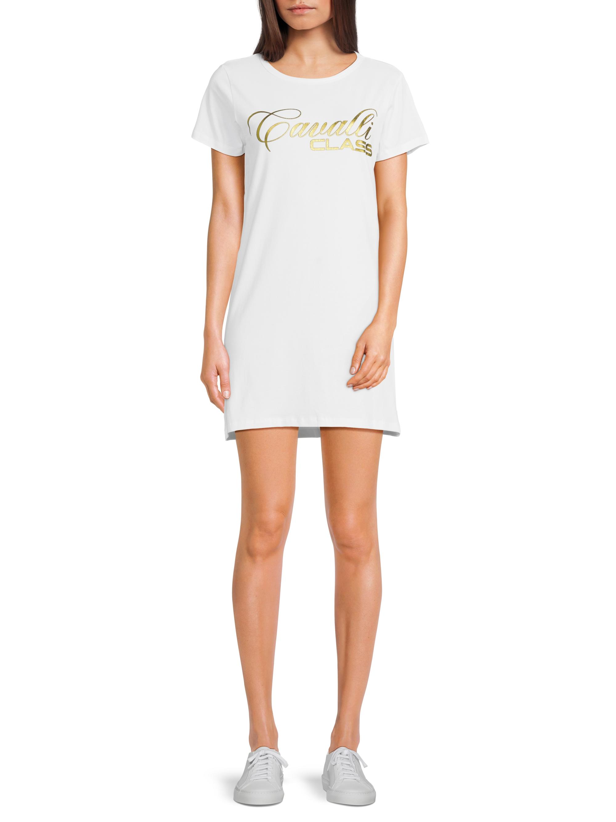 Click here for Roberto Cavalli Womens Logo T-Shirt Minidress - Wh... prices
