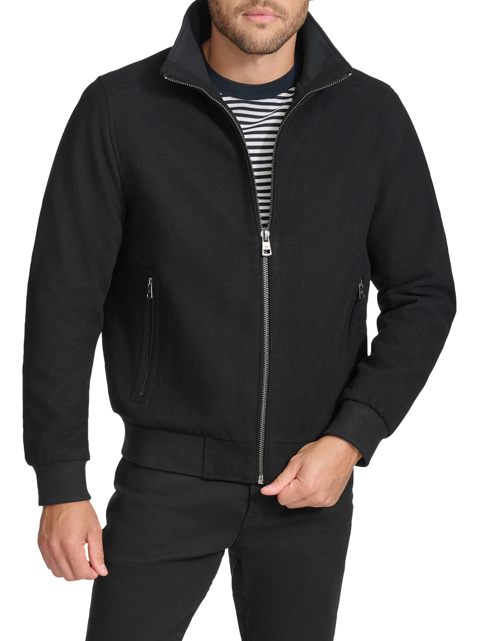 Click here for Calvin Klein Mens Wool Bomber Jacket With Knit Tri... prices