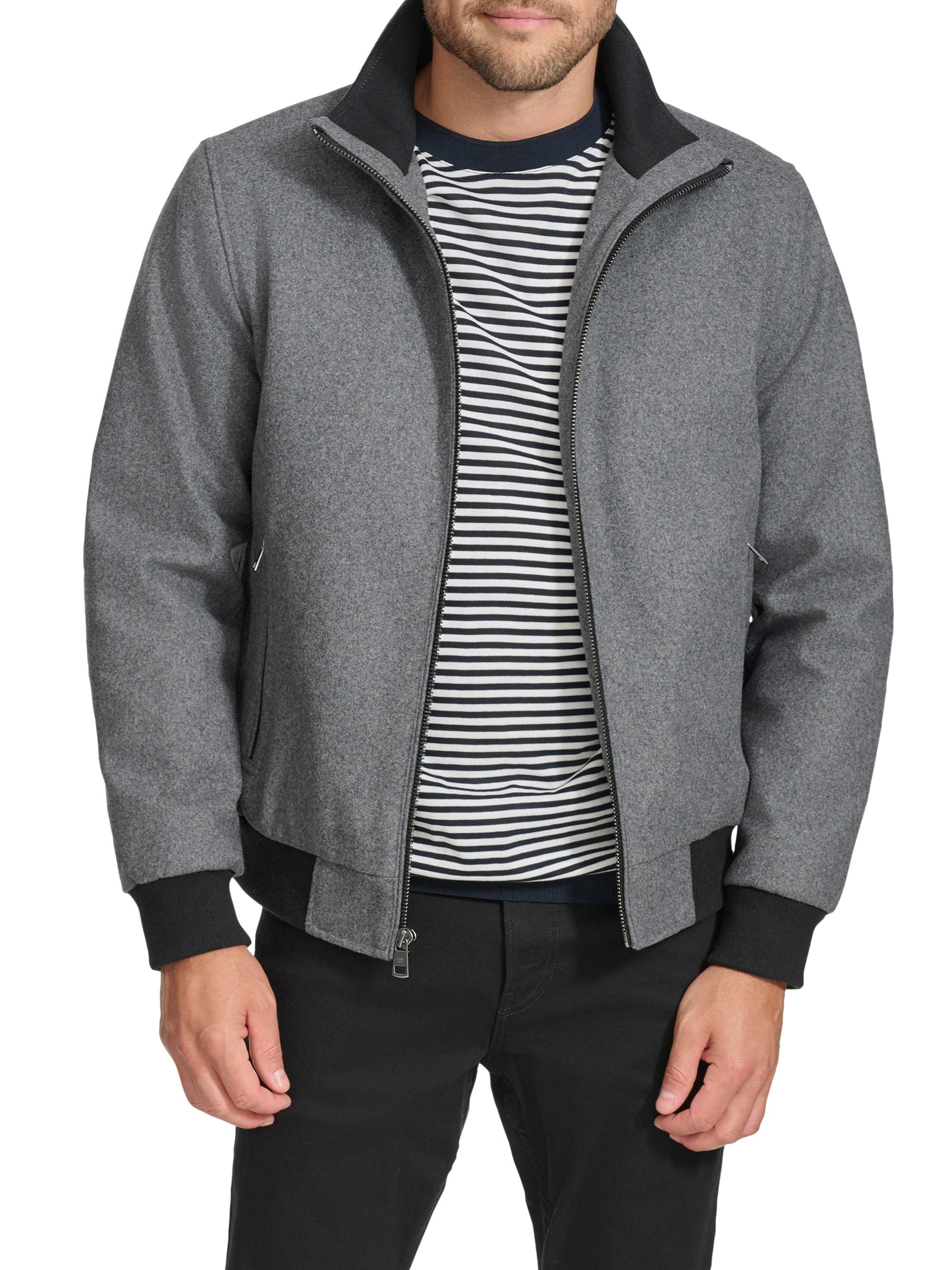 Click here for Calvin Klein Mens Wool Bomber Jacket With Knit Tri... prices