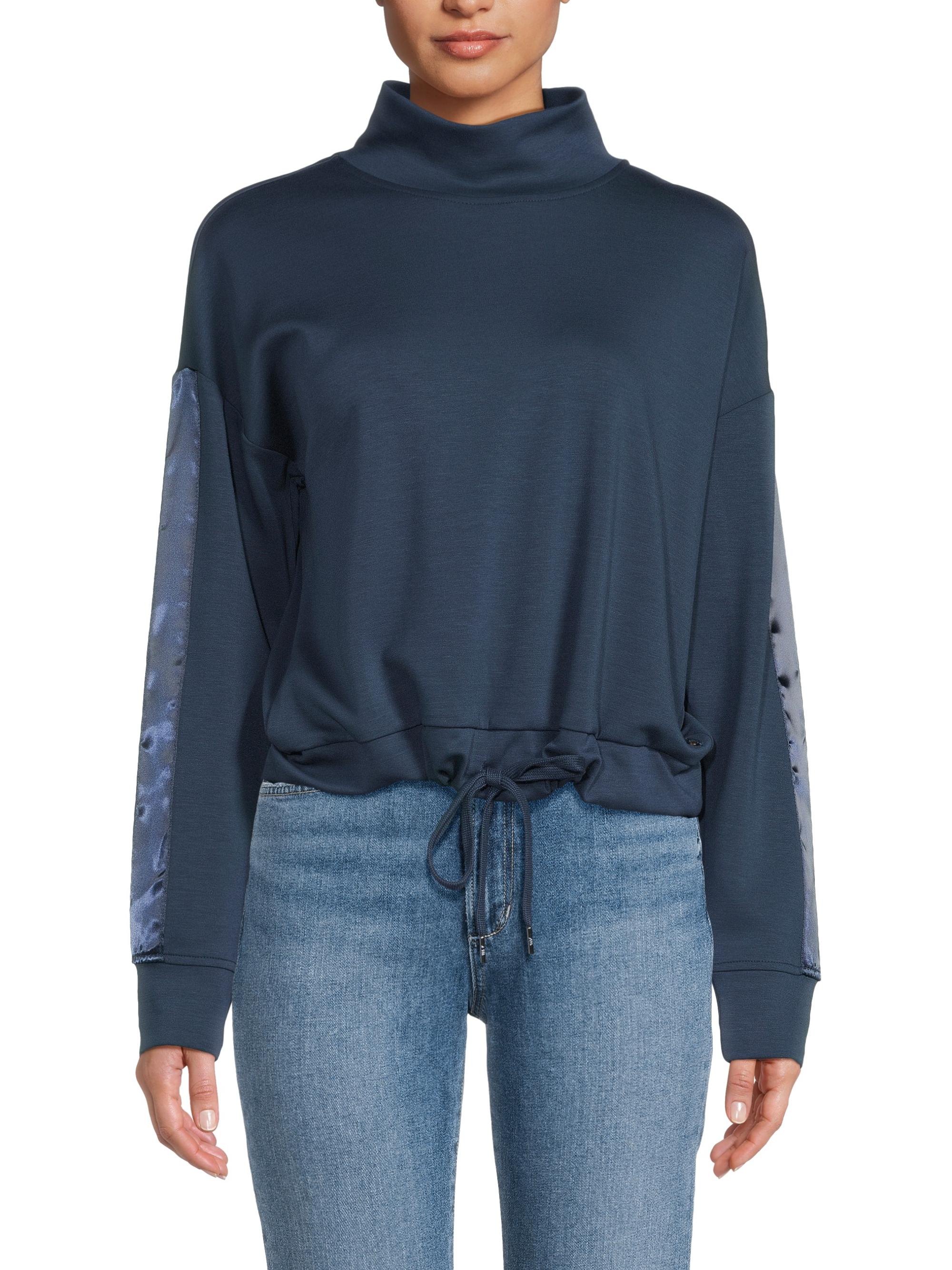 Click here for Andrew Marc Womens Drawstring Satin-Trim Mock Turt... prices