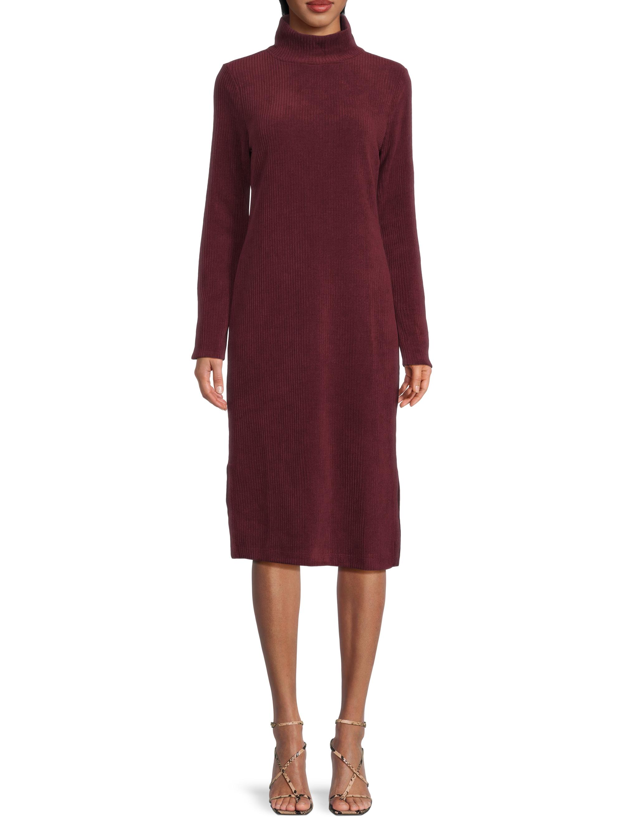 Click here for Andrew Marc Womens Ribbed Mock Turtleneck Midi-Dre... prices