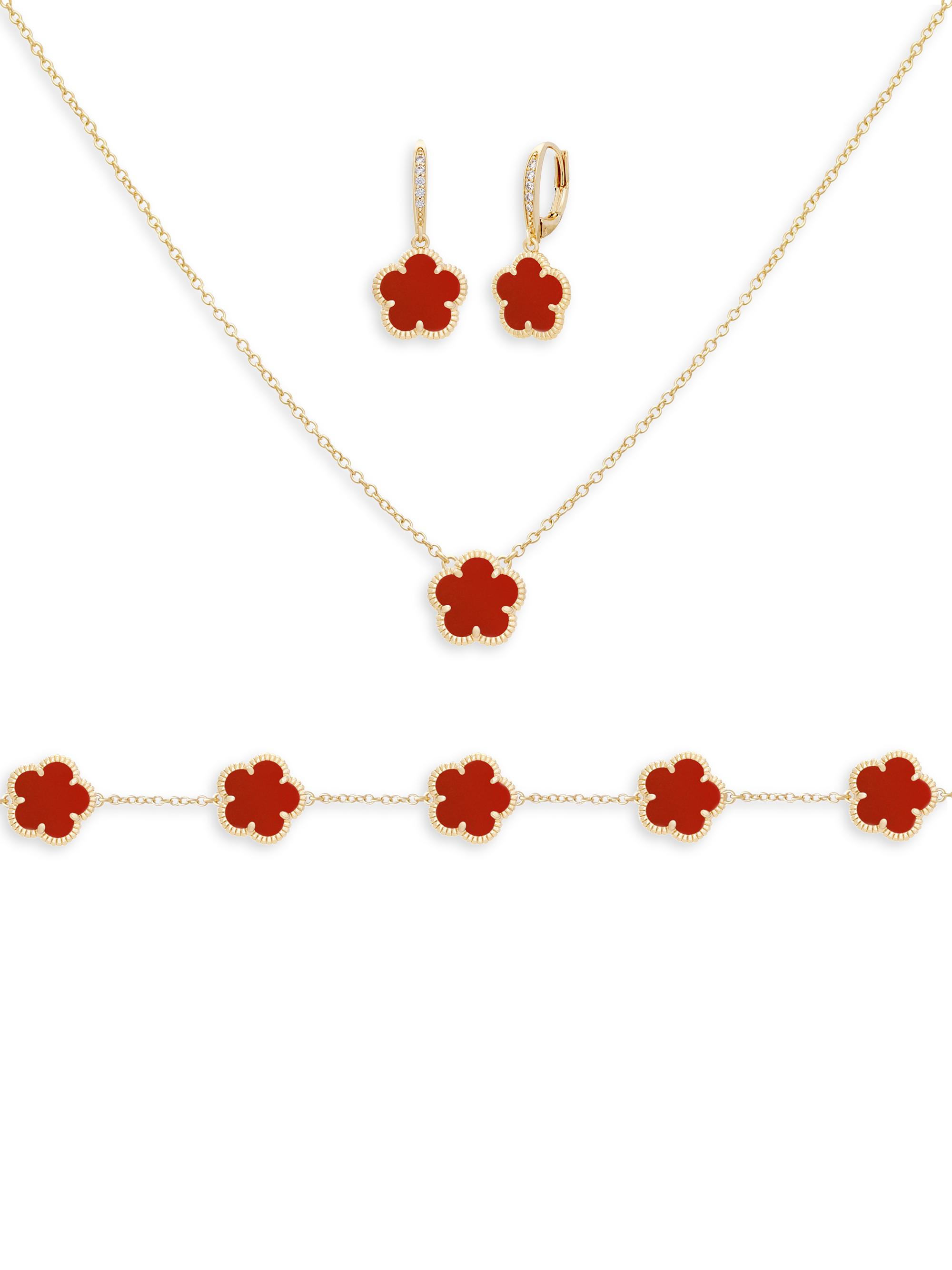 Click here for Jankuo Womens Flower 3-Piece 14K Yellow Goldplated... prices