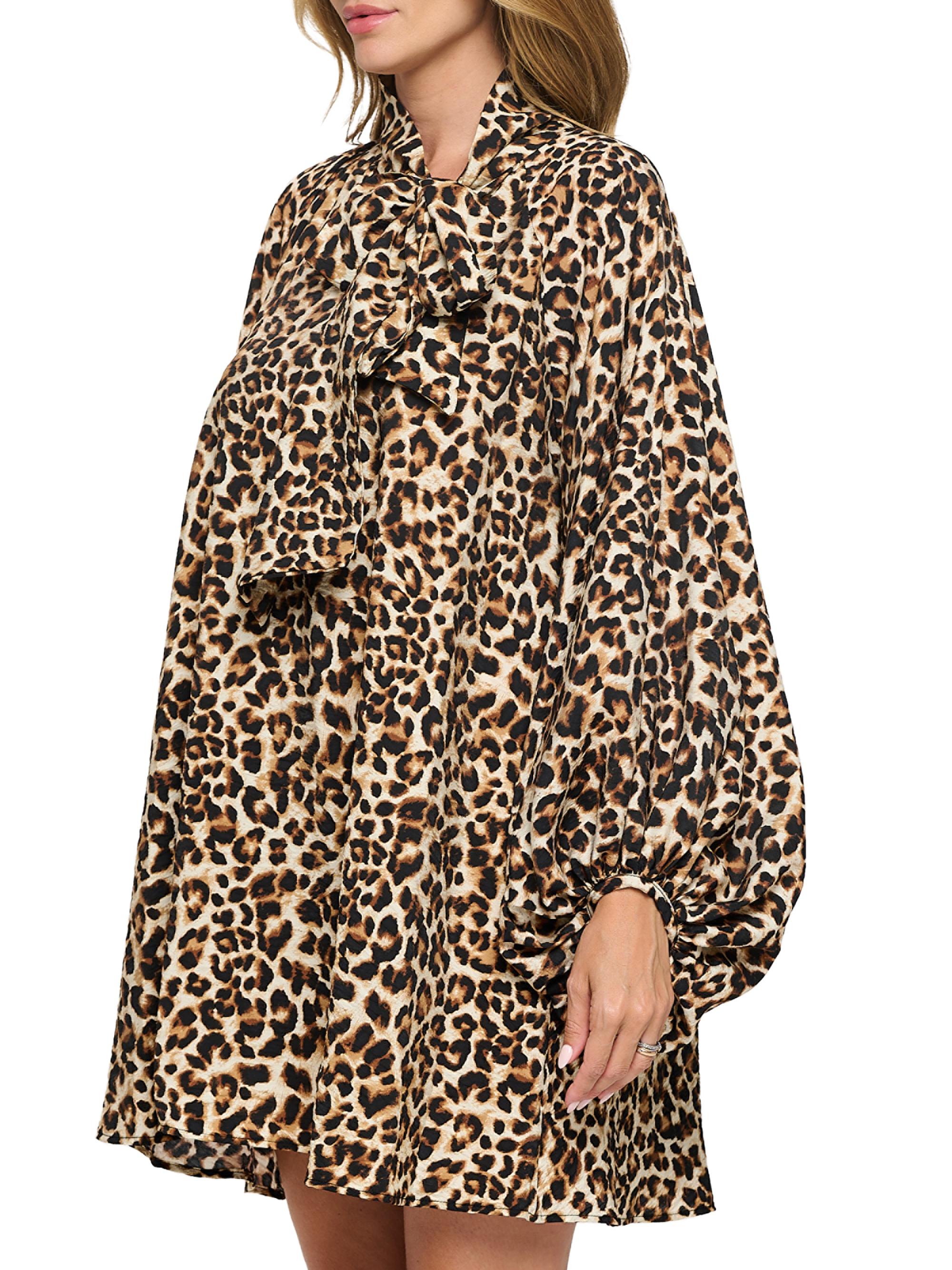 Click here for Renee C. Womens Bishop Sleeve Leopard Print Minidr... prices