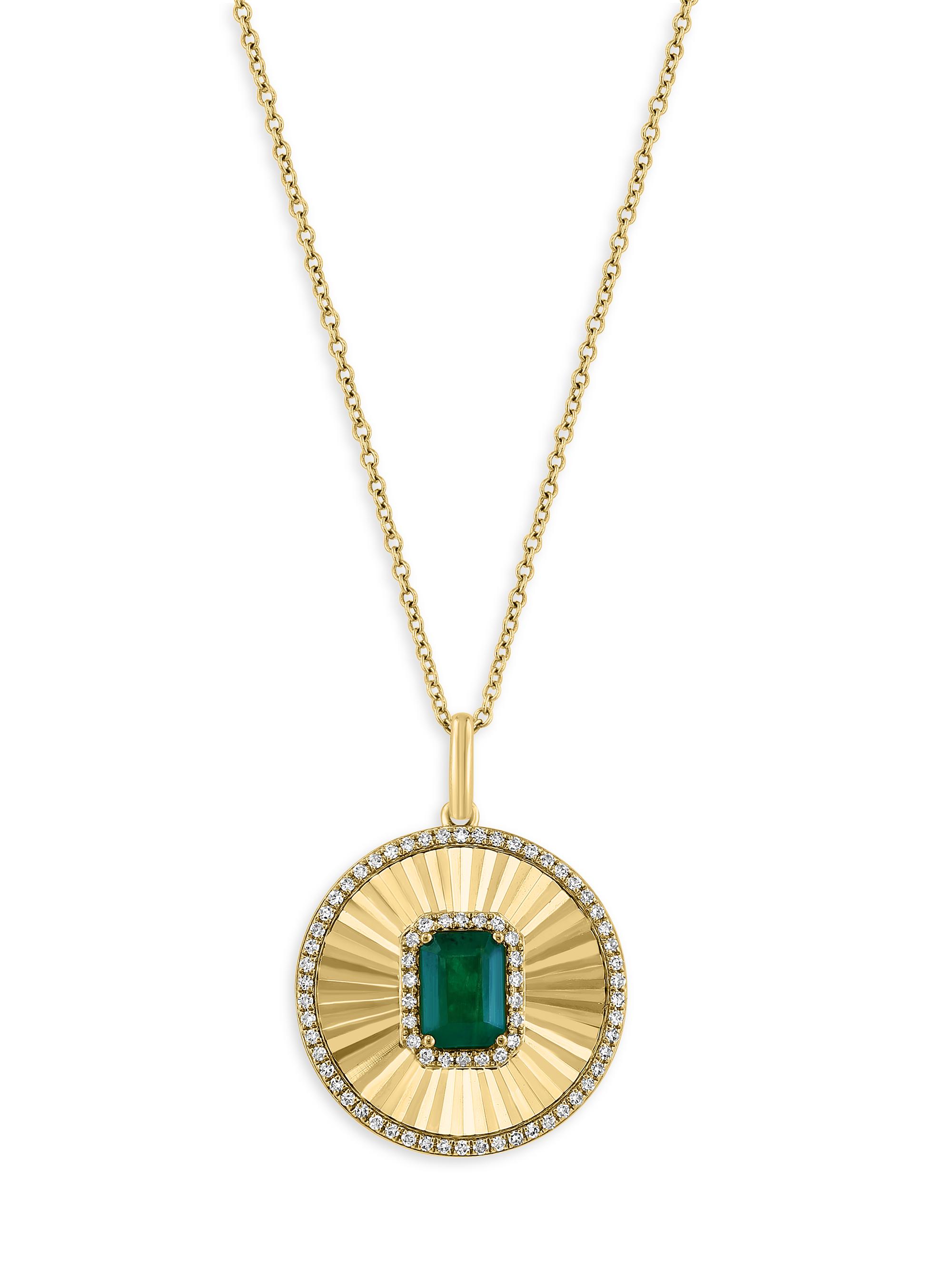 Click here for Effy Womens 14K Yellow Gold  Emerald & 0.24 TCW Di... prices