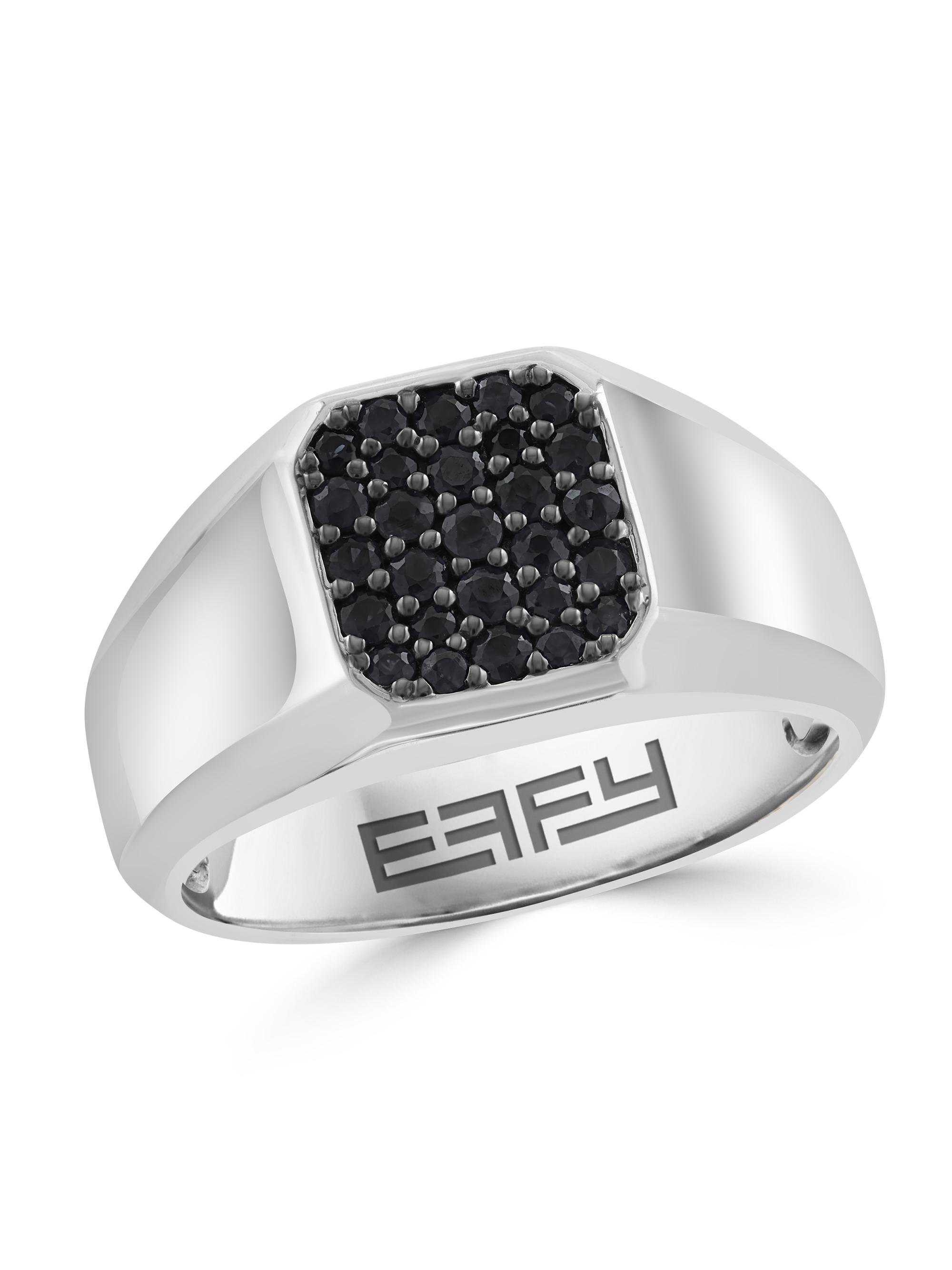 Click here for Effy Mens Sterling Silver & Black Spinel Signet Ri... prices