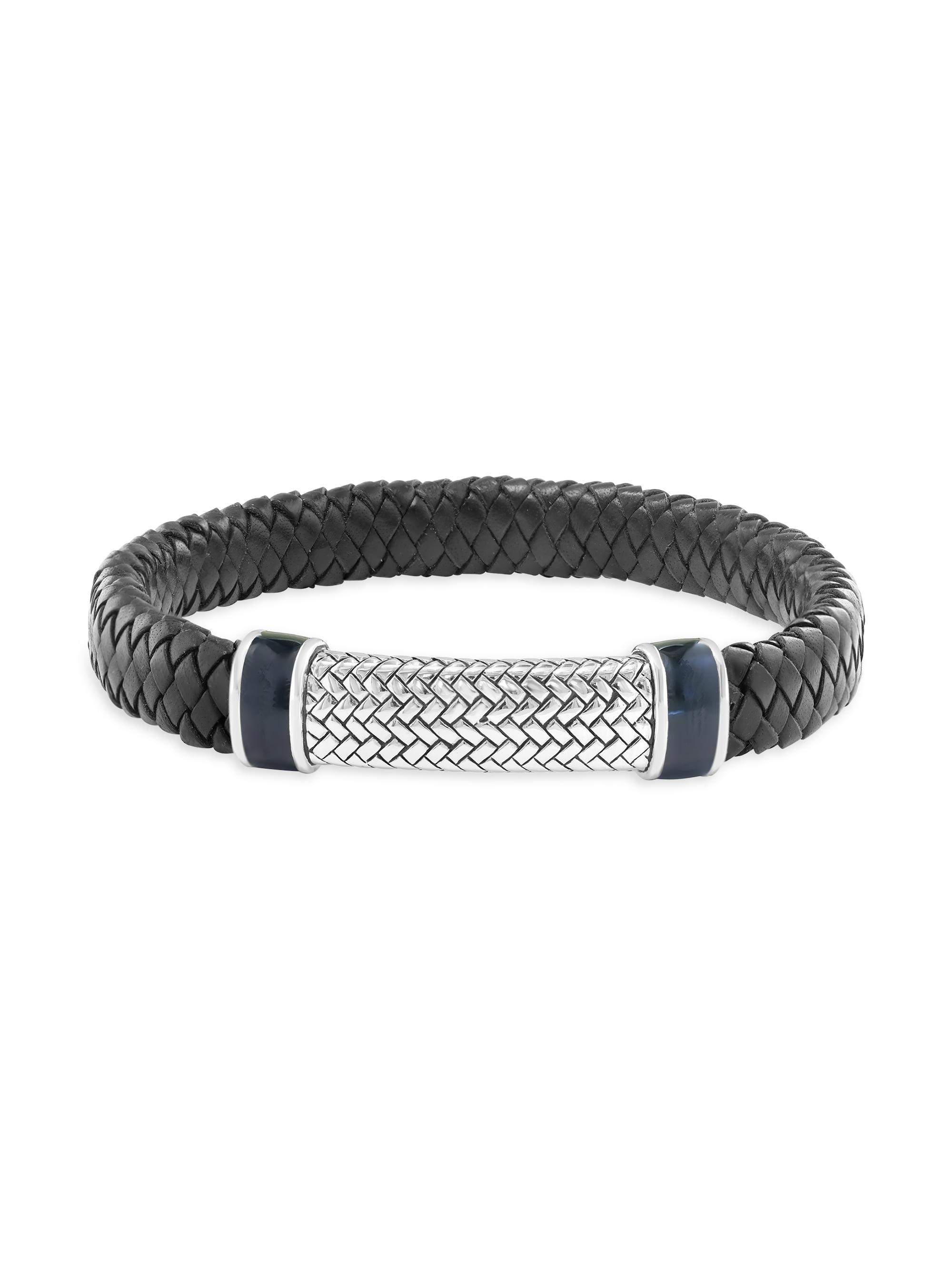 Click here for Effy Mens Sterling Silver  Enamel  & Braided Leath... prices