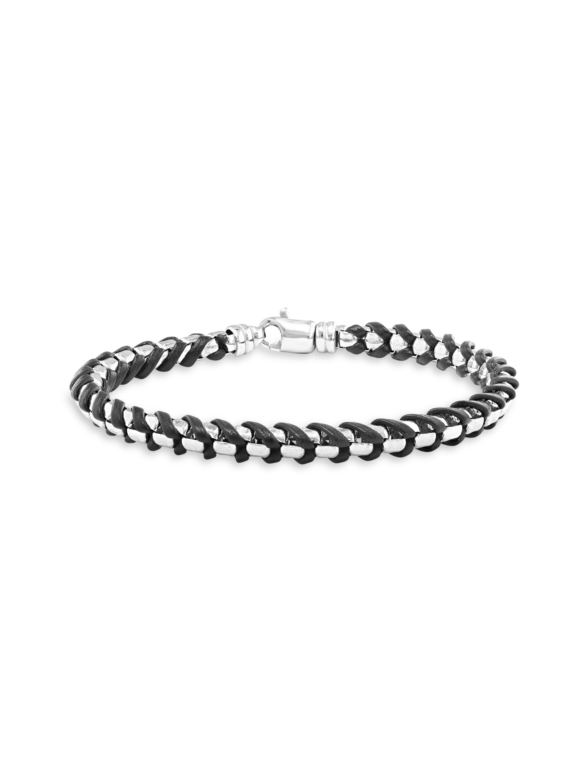 Click here for Effy Mens Braided Leather & Sterling Silver Bracel... prices
