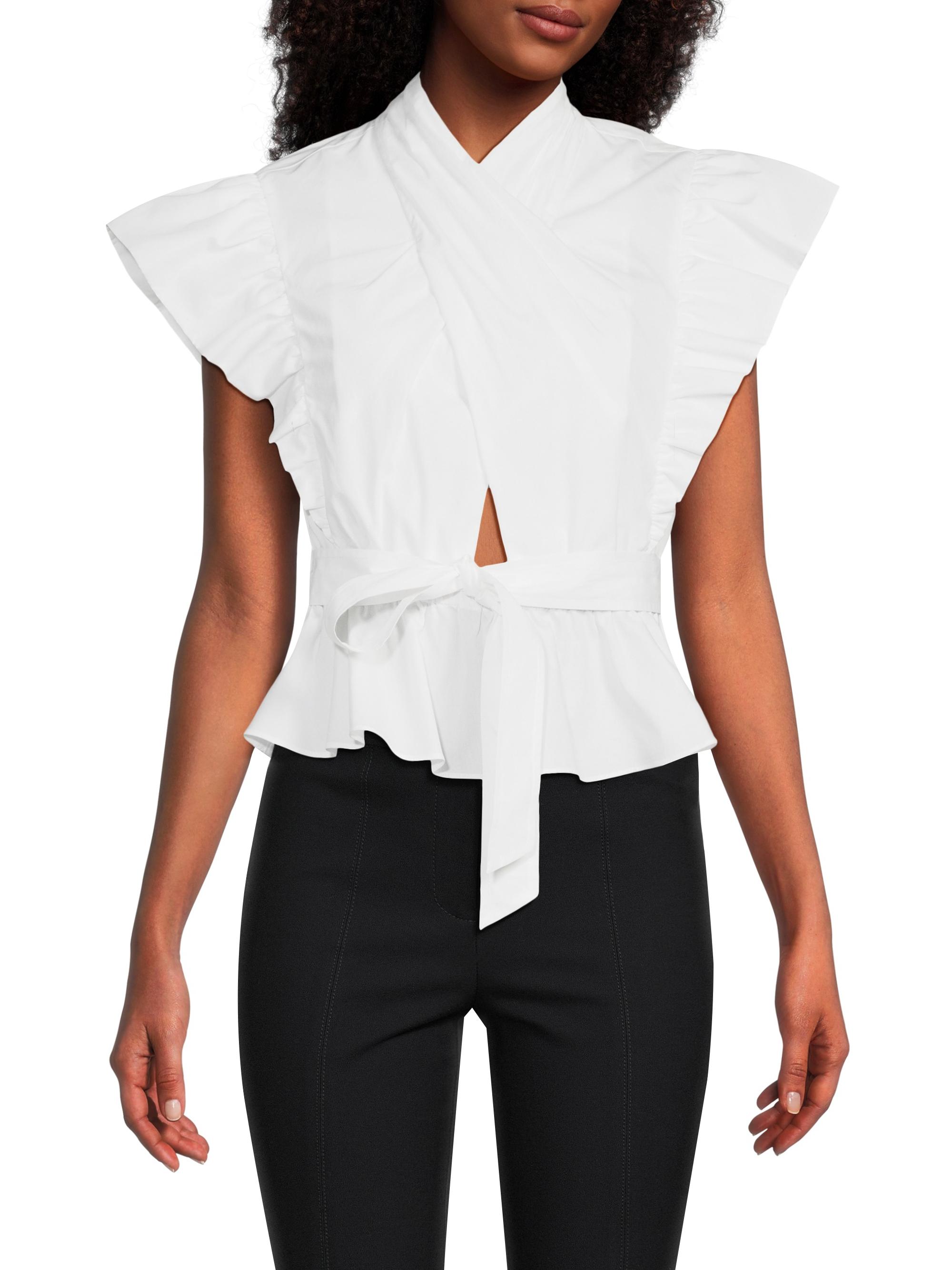 Click here for Derek Lam 10 Crosby Womens Brynn Ruffle Wrap Top -... prices