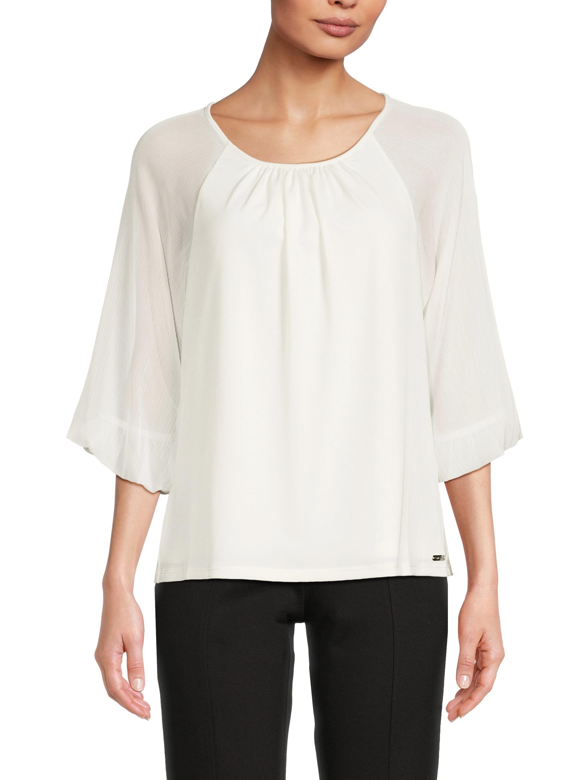 Click here for Calvin Klein Womens Solid Raglan Sleeve Top - Crea... prices