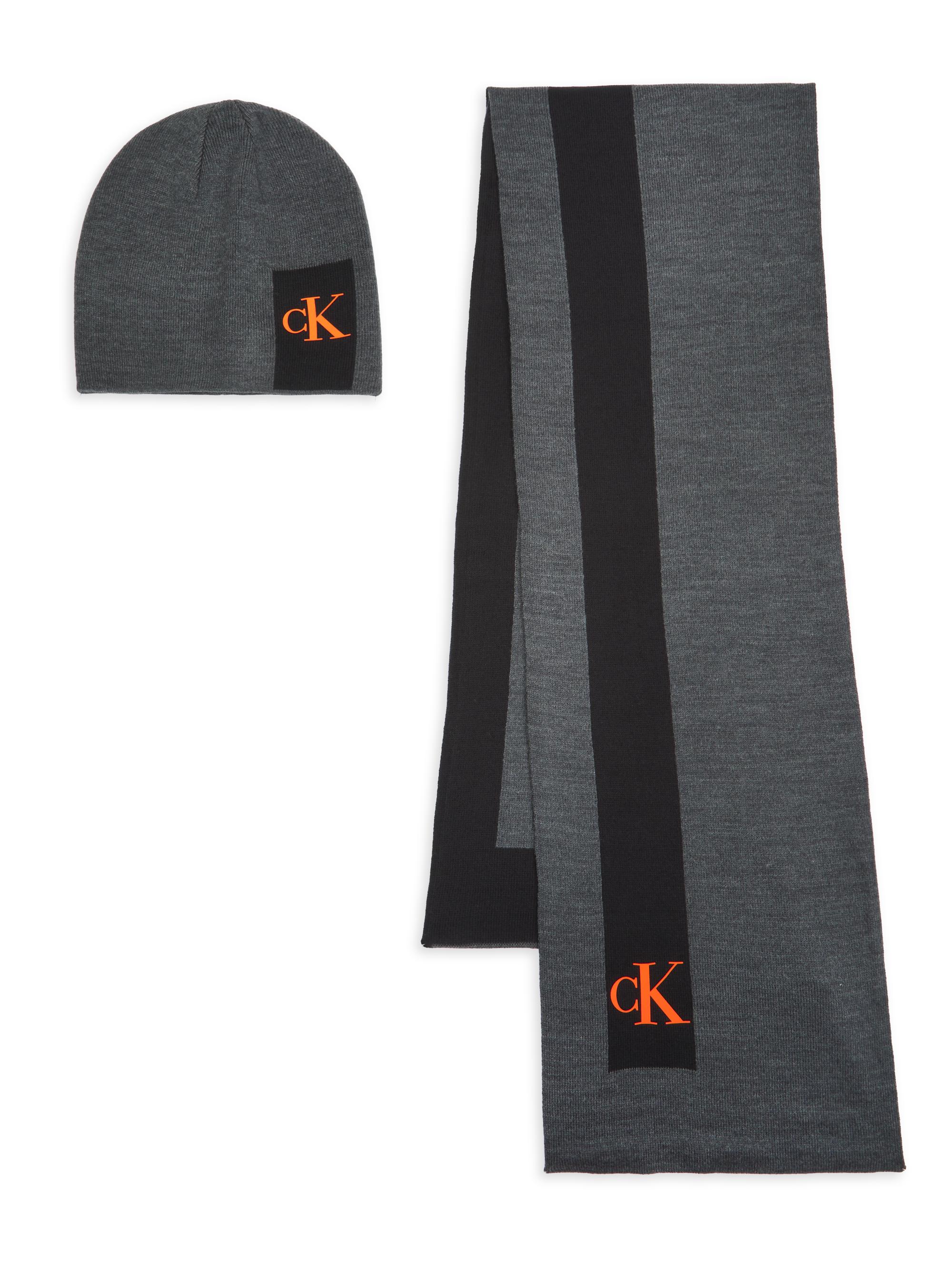 Click here for Calvin Klein Mens 2-Piece Logo Beanie & Scarf Set... prices