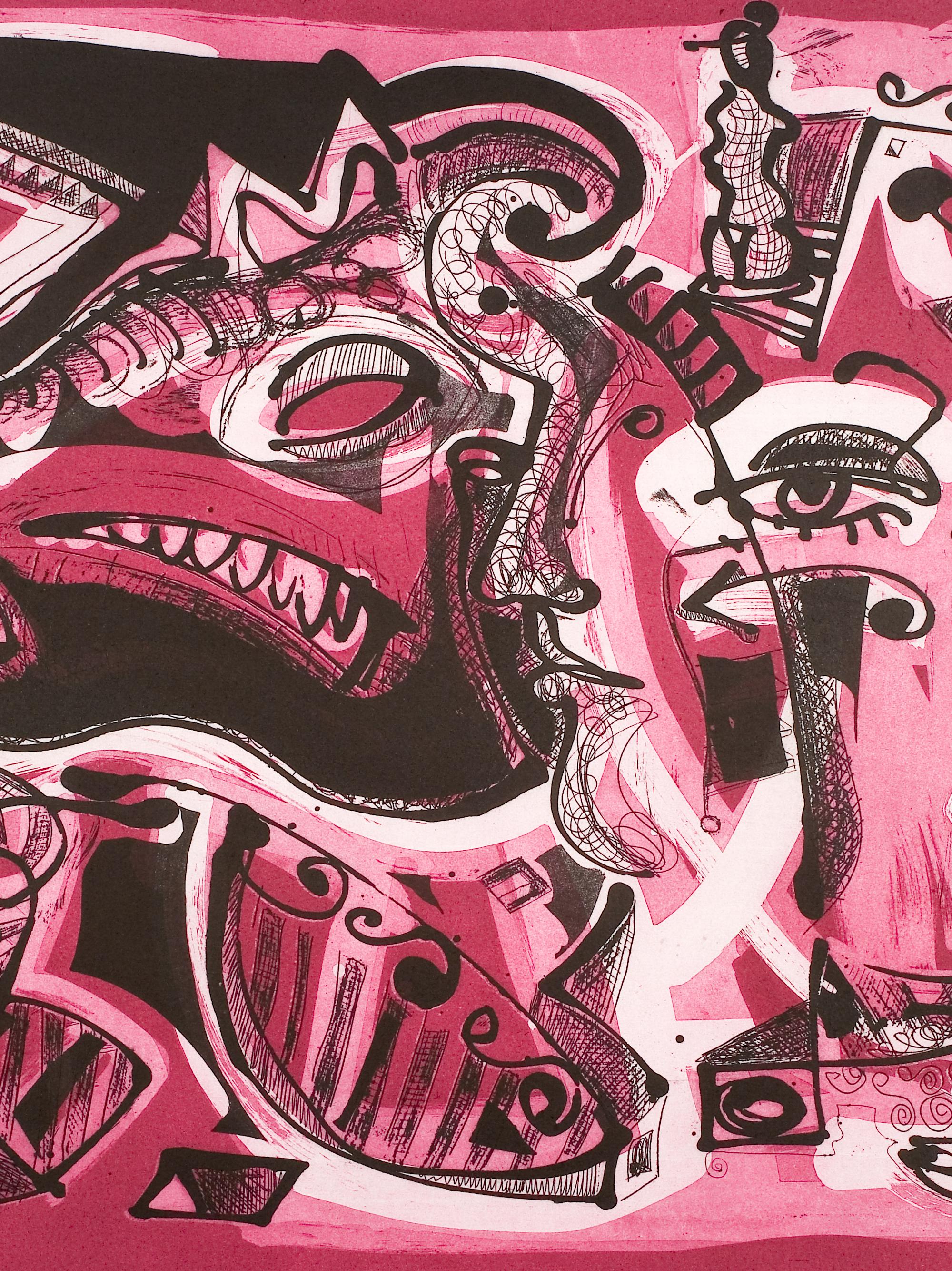 Click here for Juan Sebastian Con-fusión magenta Engraving On Pap... prices
