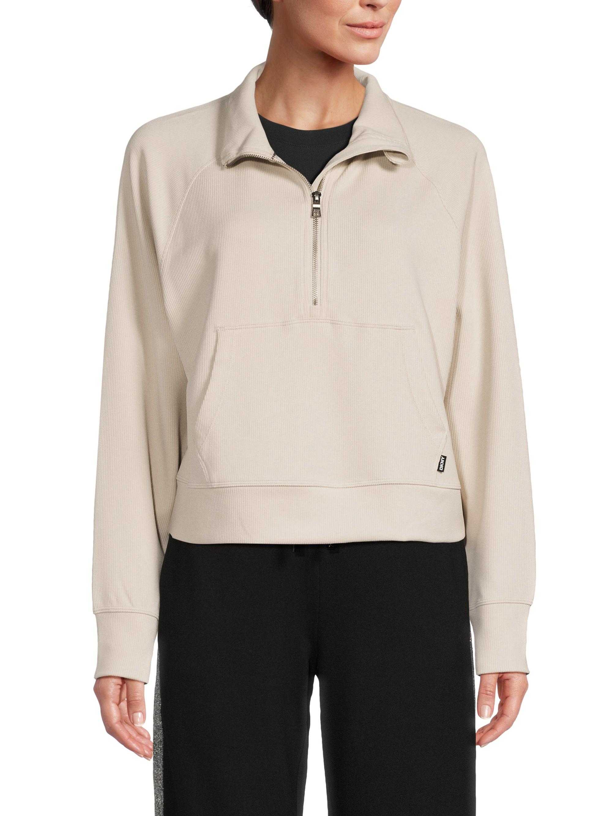 Click here for Dkny Womens Ribbed Raglan Sleeve Zip-Up Pullover -... prices