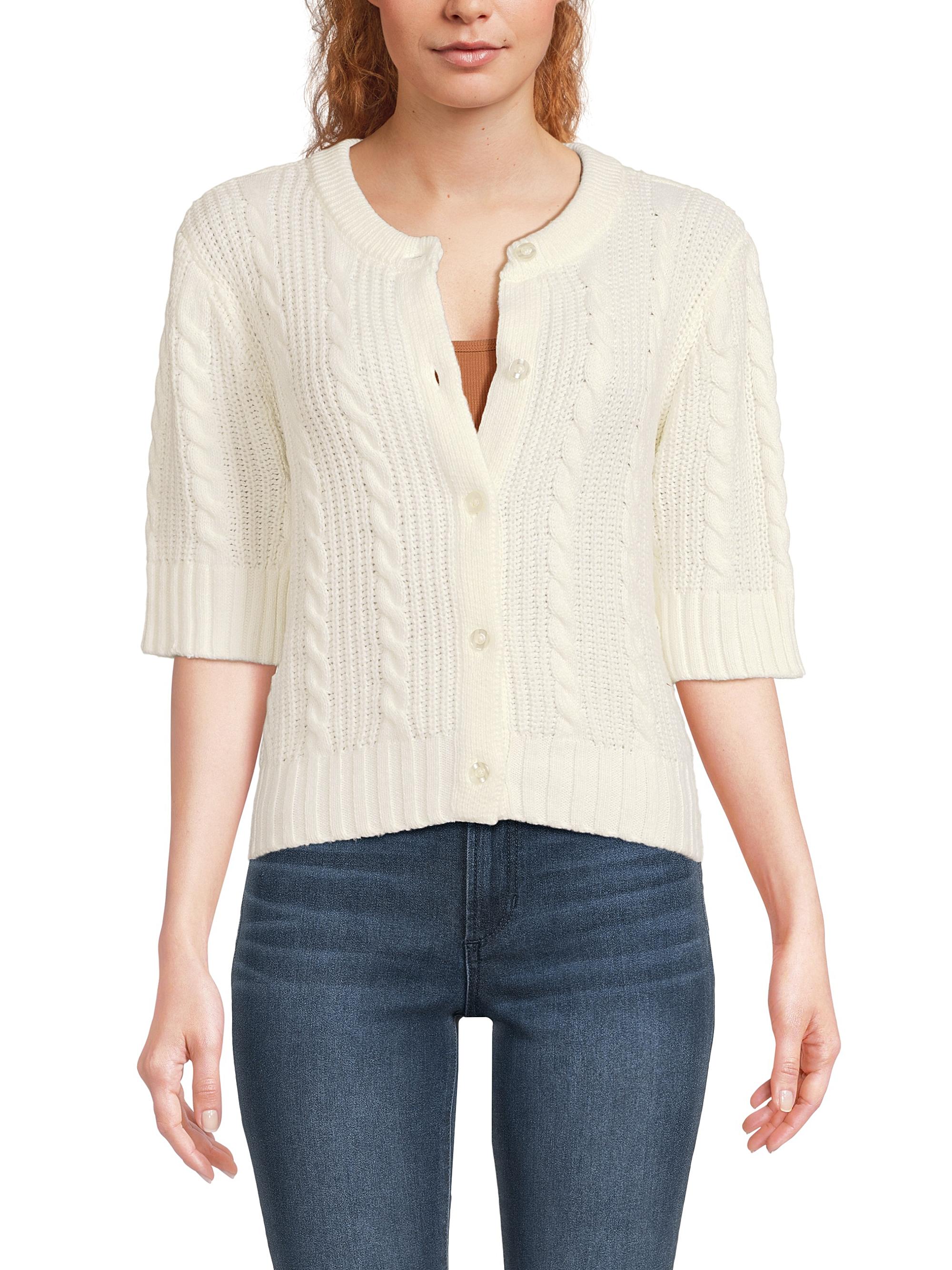 Click here for Design History Womens Cable Knit Cardigan - White... prices