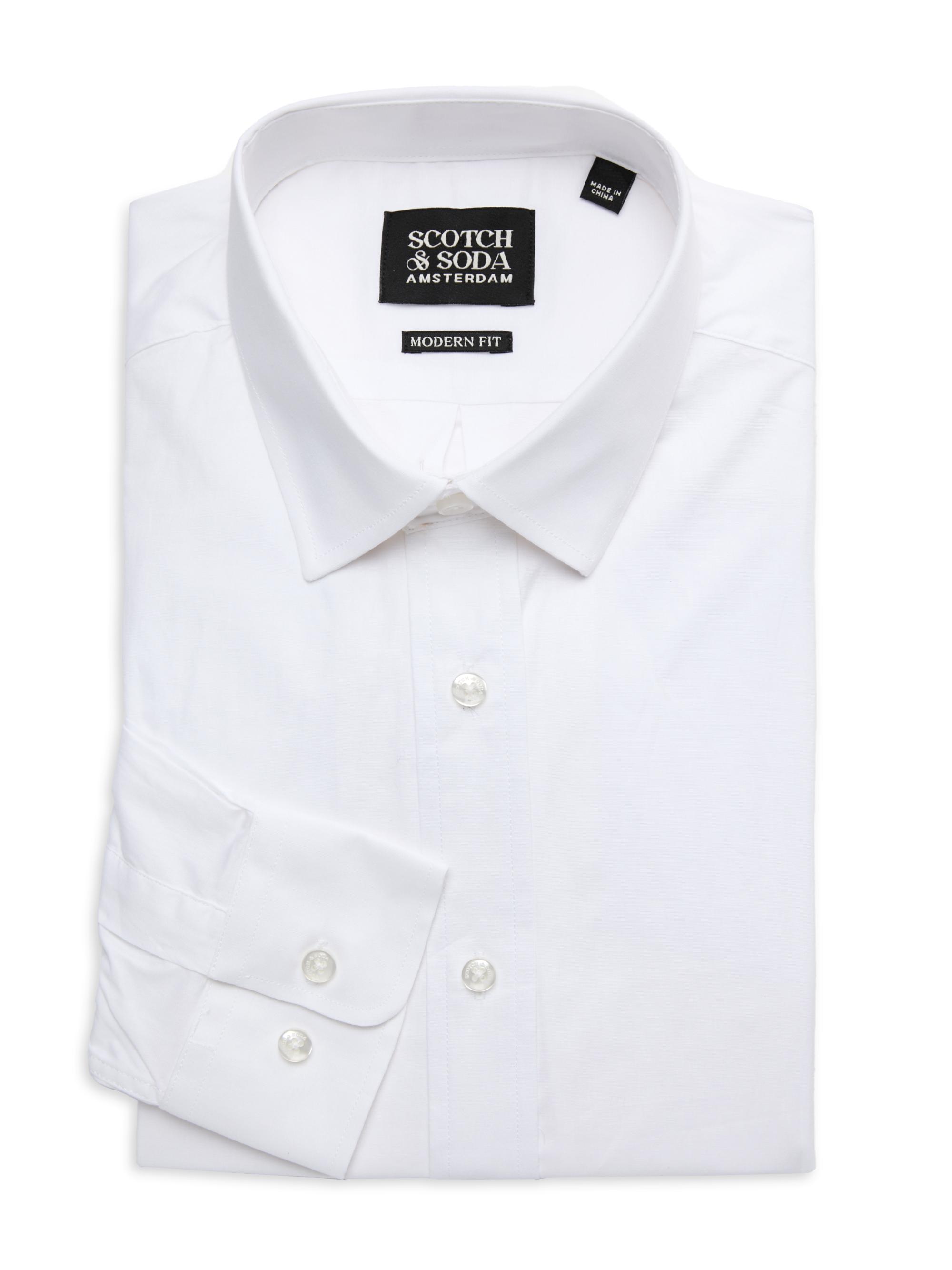 Click here for Scotch & Soda Mens Modern Fit Dress Shirt - White... prices