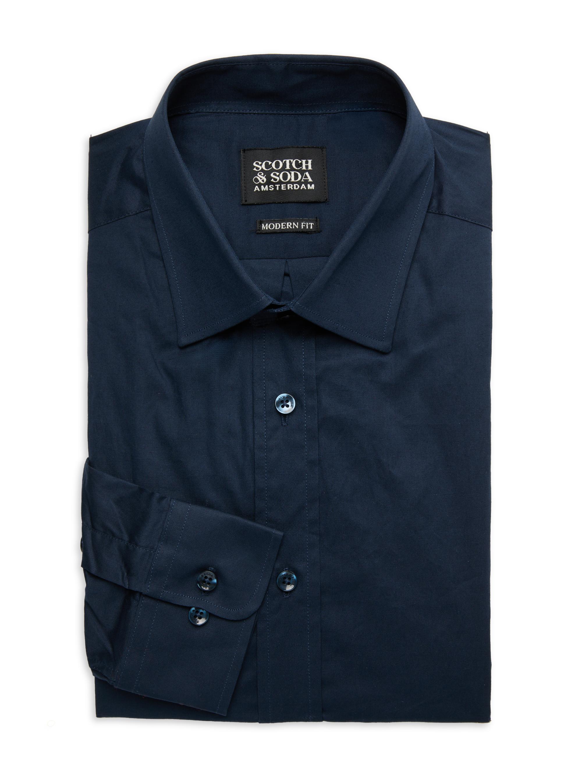 Click here for Scotch & Soda Mens Solid Modern Fit Dress Shirt -... prices