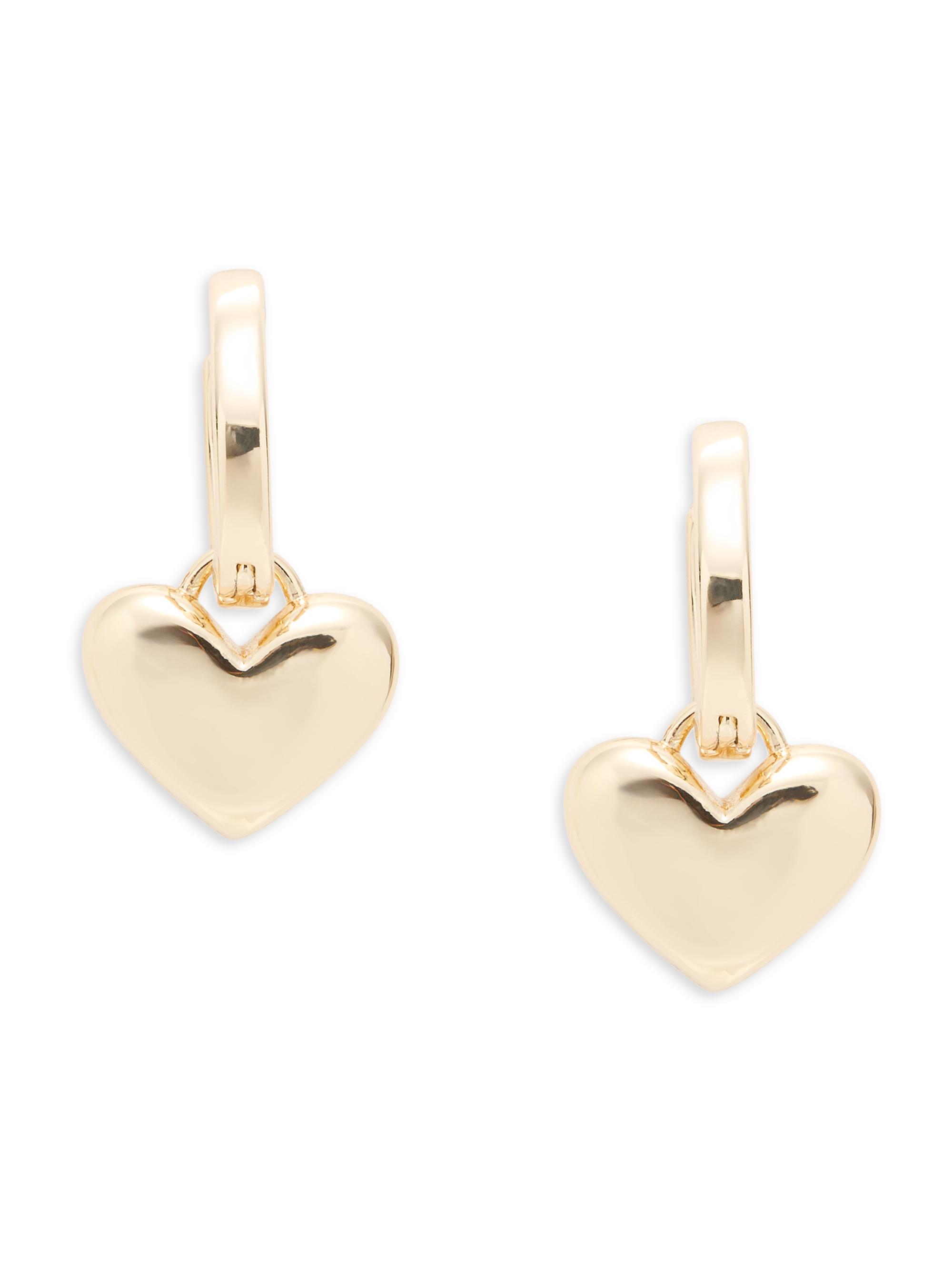 Click here for Area Stars Womens 14K Goldplated Heart Huggie Drop... prices