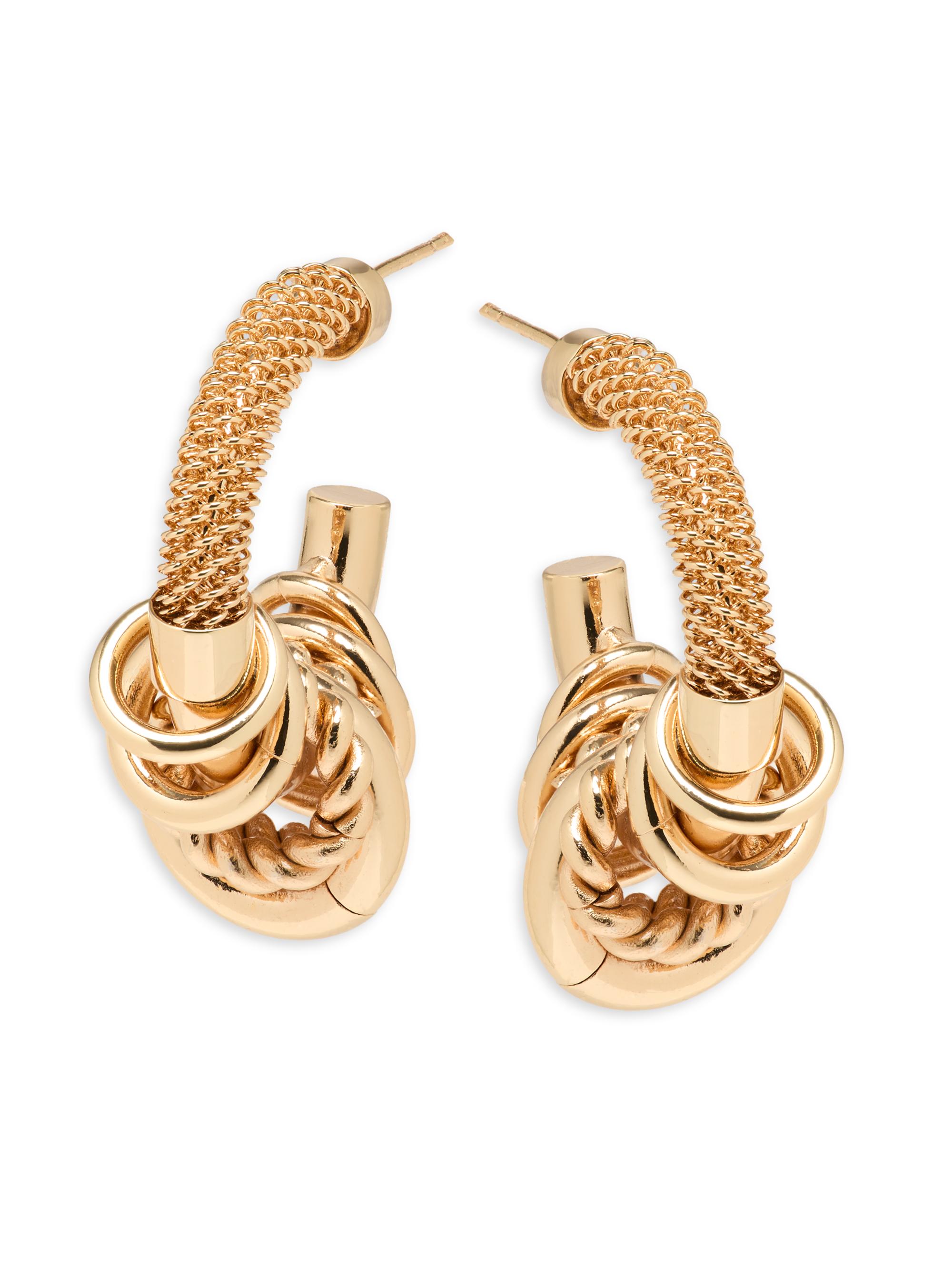 Click here for Area Stars Womens 14K Goldplated Textured Half Hoo... prices