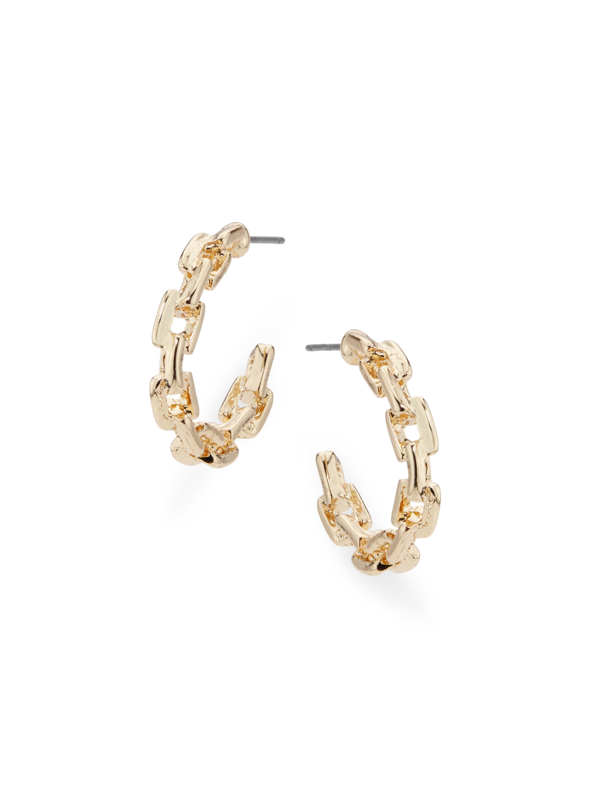 Click here for Area Stars Womens 24K Goldplated Link Half Hoop Ea... prices