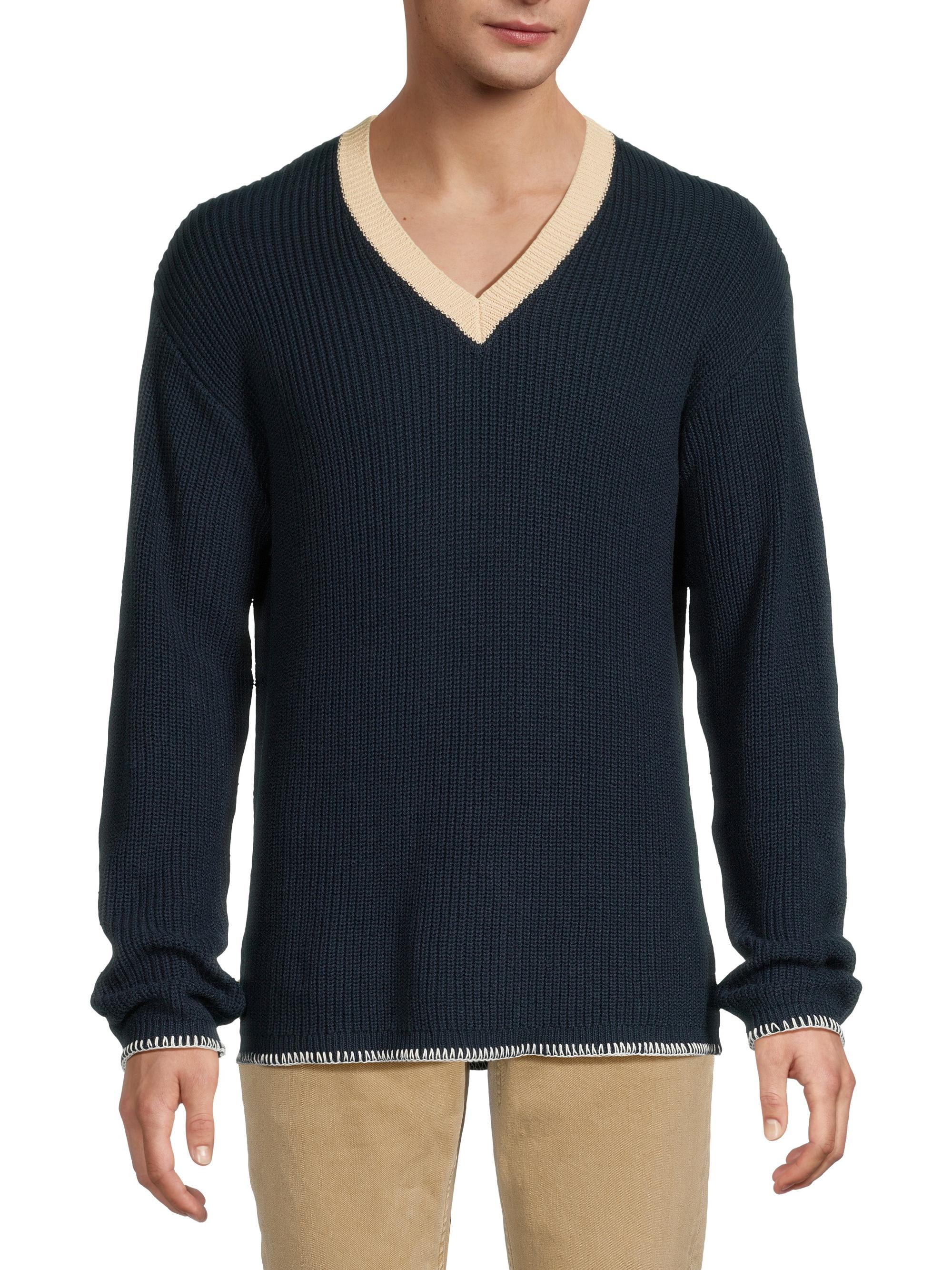 Click here for Krost Mens Ribbed V-Neck Sweater - Dark Sapphire -... prices