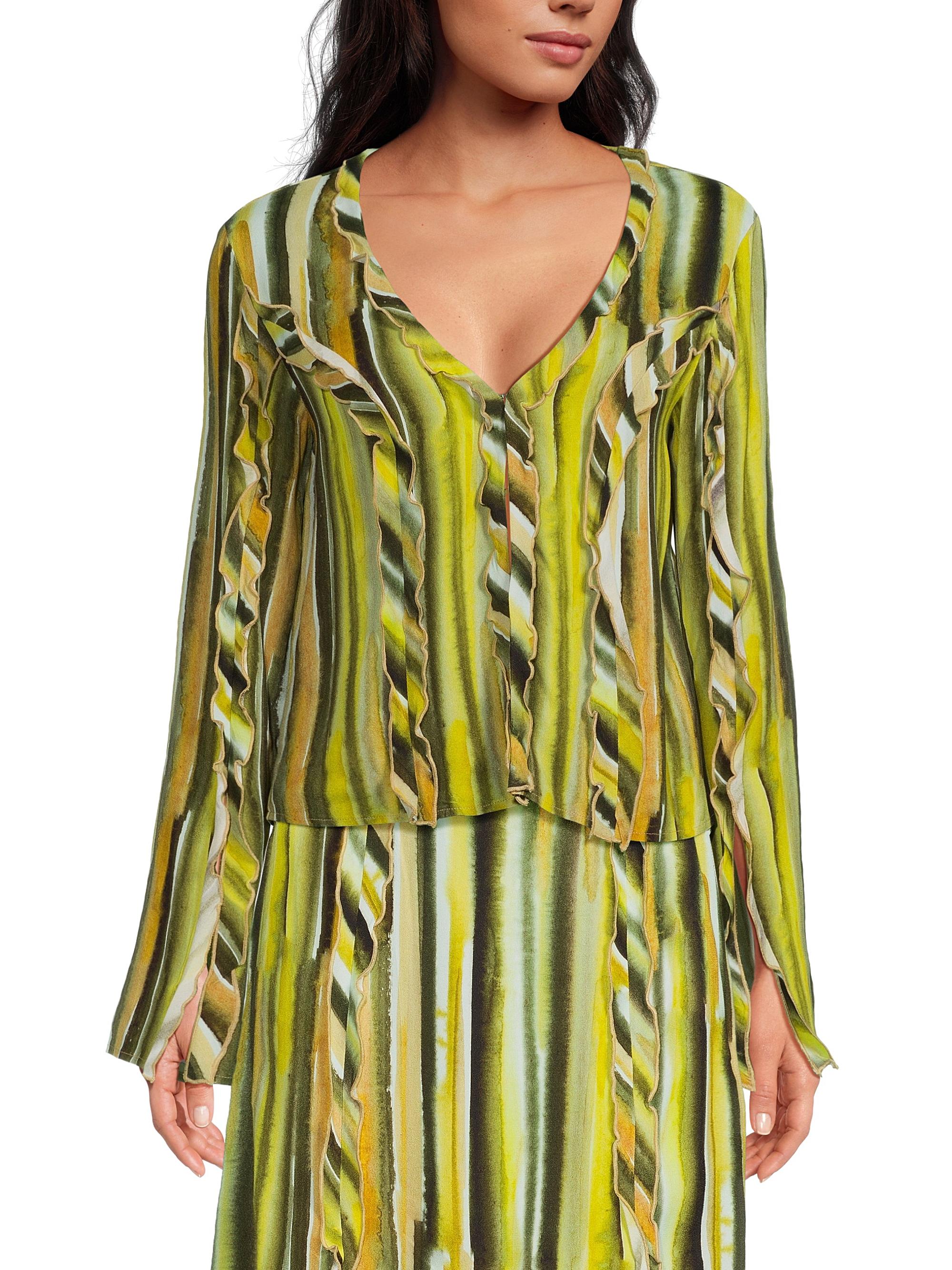 Click here for Third Form Womens Tie-Dye Ruffle Top - Green Multi... prices