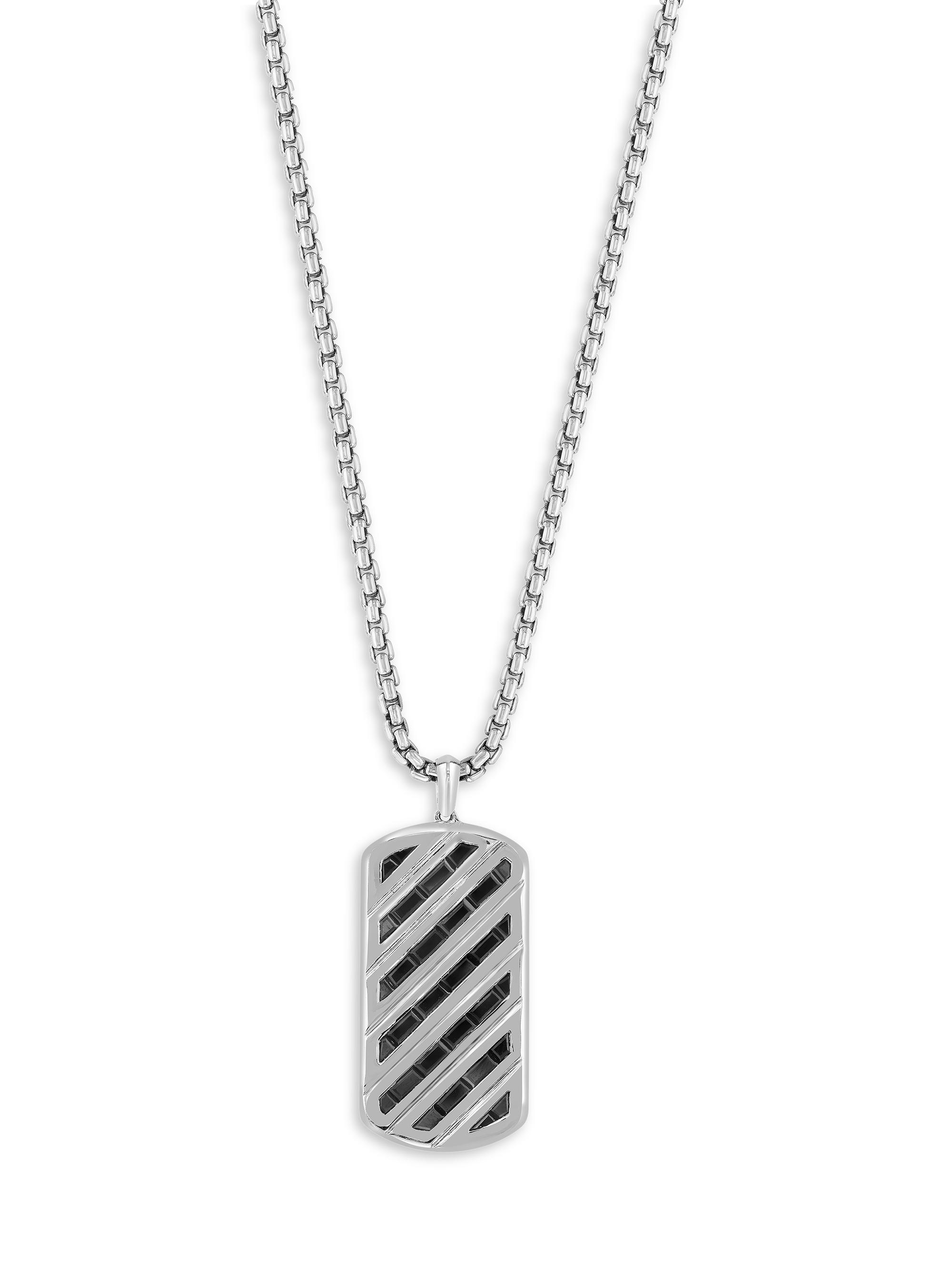 Click here for Effy Mens Sterling Silver & Black Spinel Dog Tag P... prices