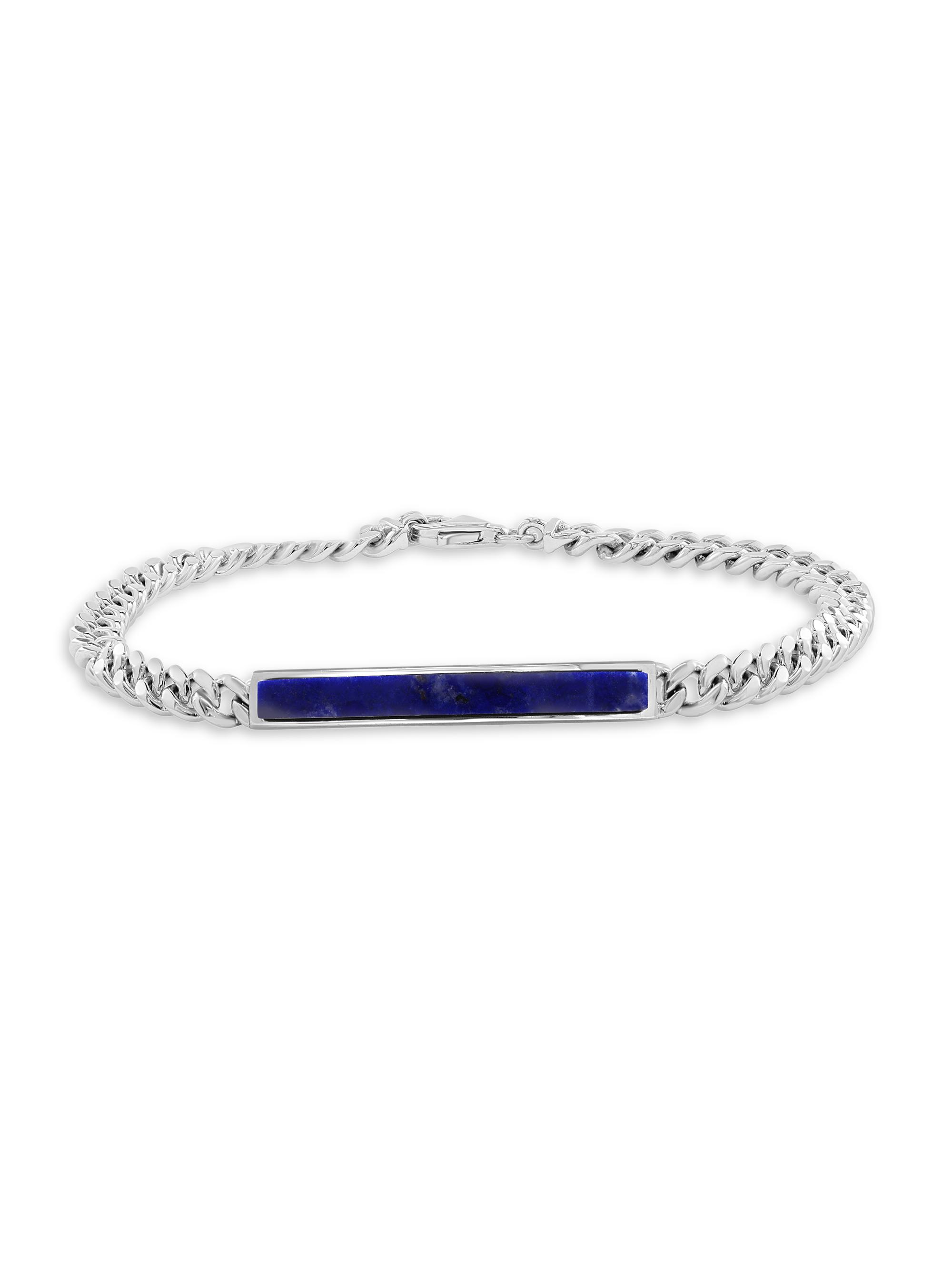 Click here for Effy Mens Lapis Lazuli Bar Curb Link Bracelet in S... prices