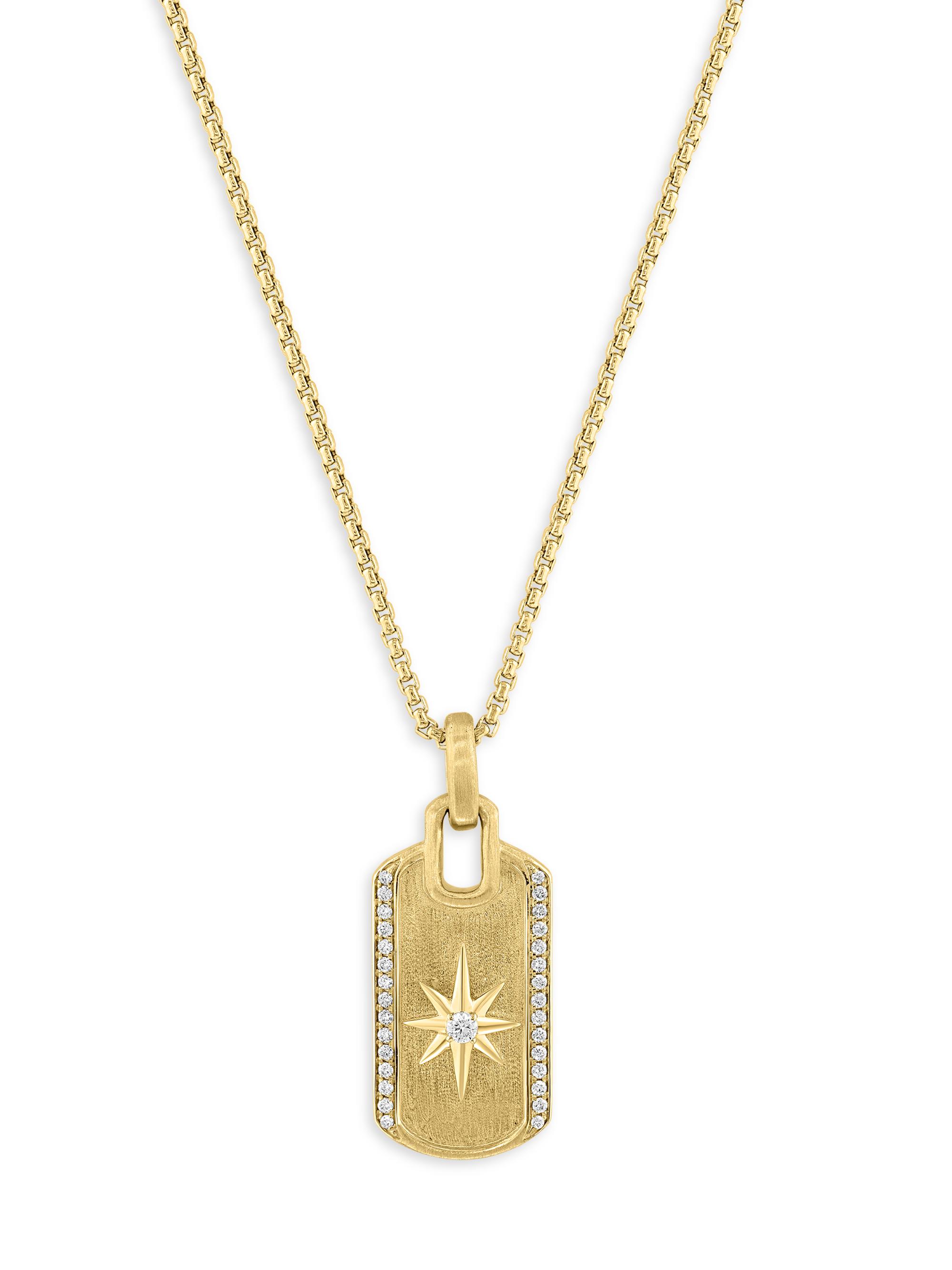 Click here for Effy Mens 14K Yellow Gold & 0.43 TCW Diamond Penda... prices