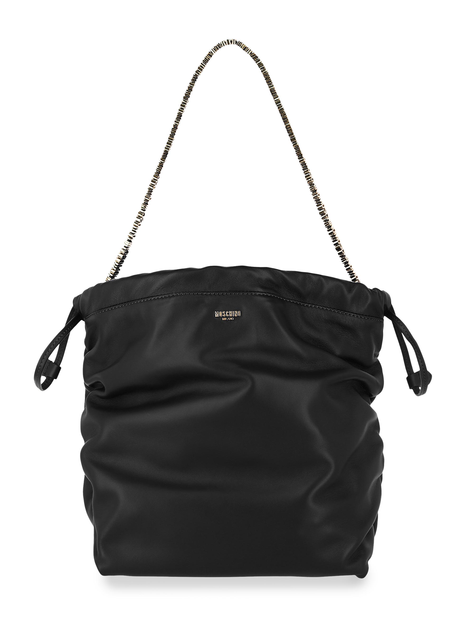 Click here for Moschino Womens Drawstring Lettering Chain Shoulde... prices