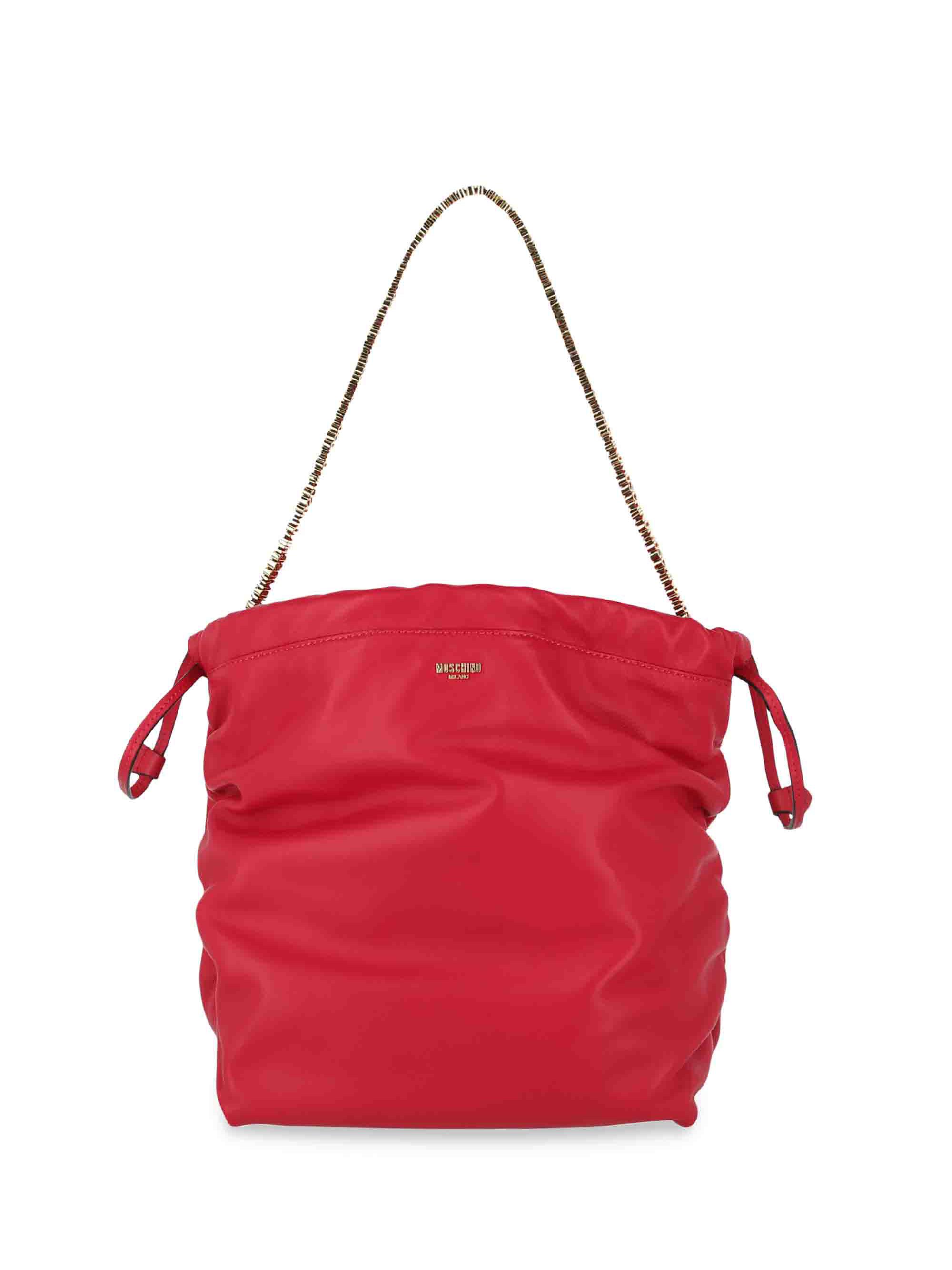 Click here for Moschino Womens Drawstring Lettering Chain Shoulde... prices