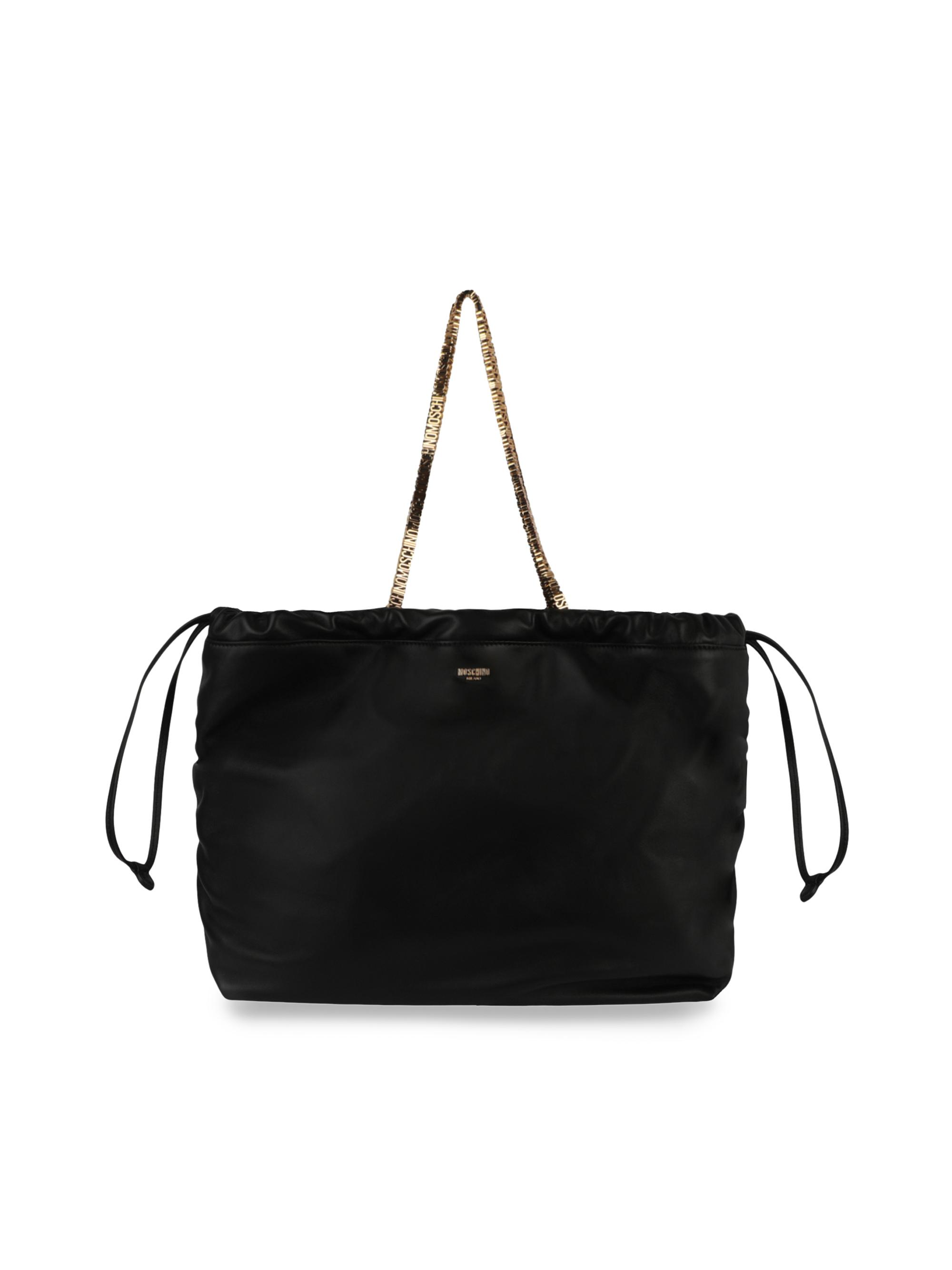 Click here for Moschino Womens Drawstring Lettering Chain Shoulde... prices