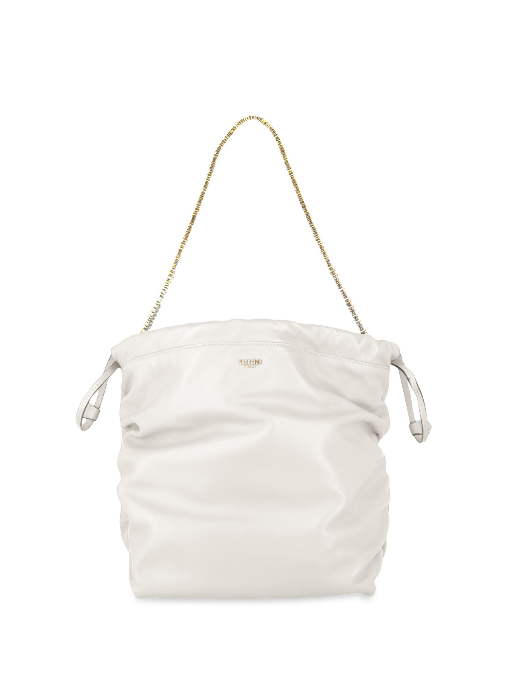 Click here for Moschino Womens Drawstring Lettering Chain Shoulde... prices