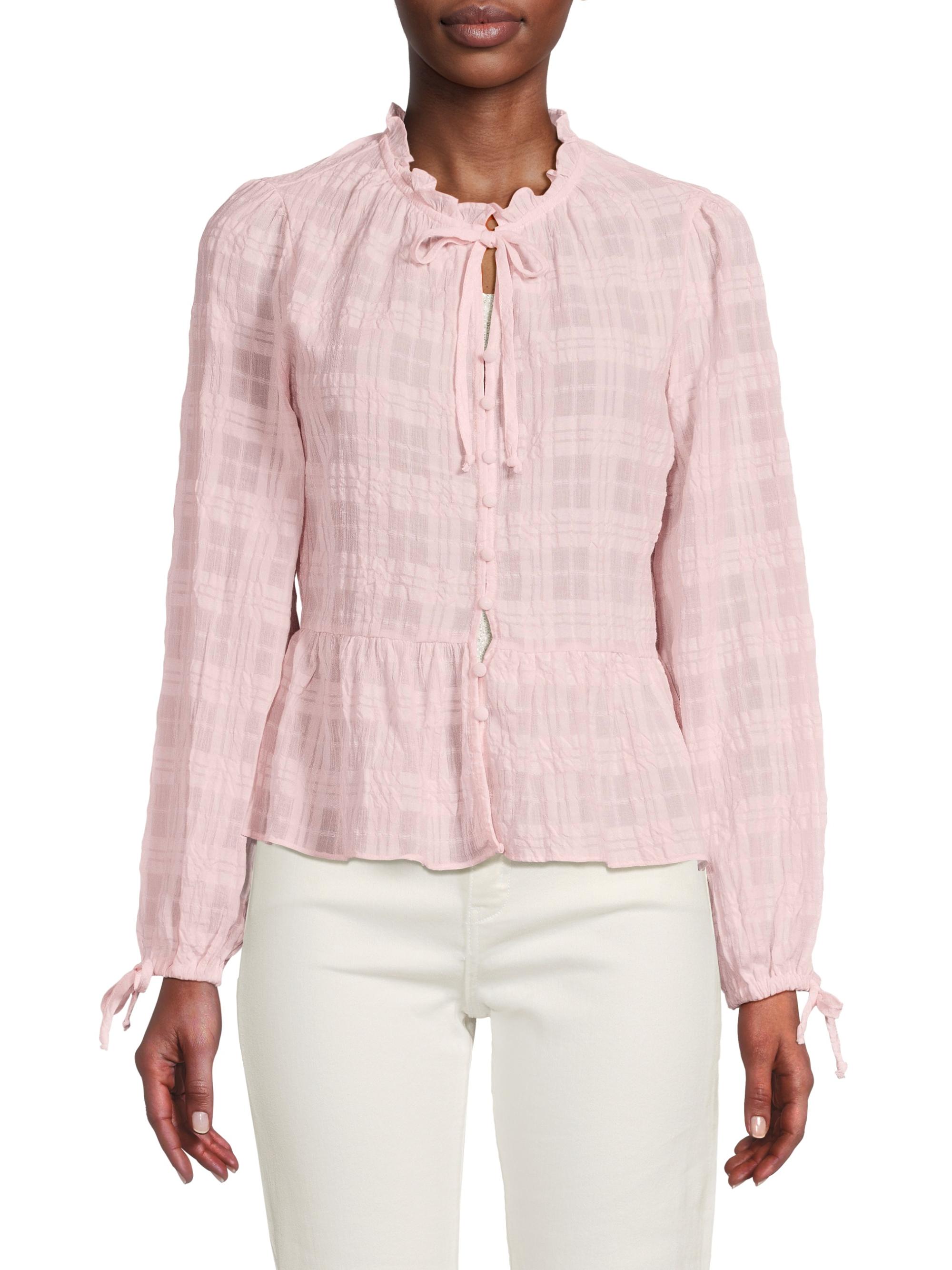 Click here for Saks Fifth Avenue Womens Textured Peplum Top - Pon... prices