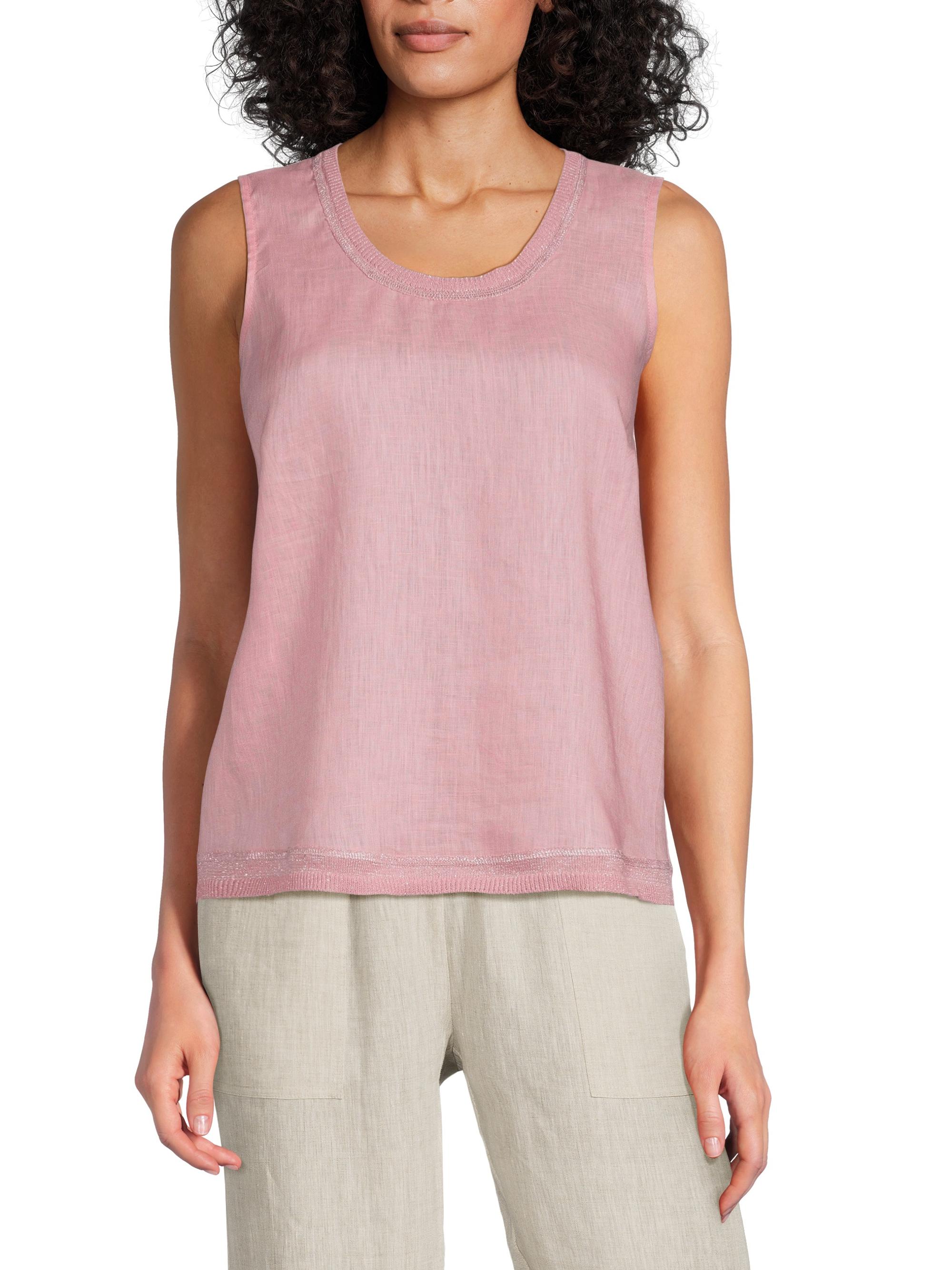 Click here for Saks Fifth Avenue Womens 100 Linen Shimmer Tank -... prices