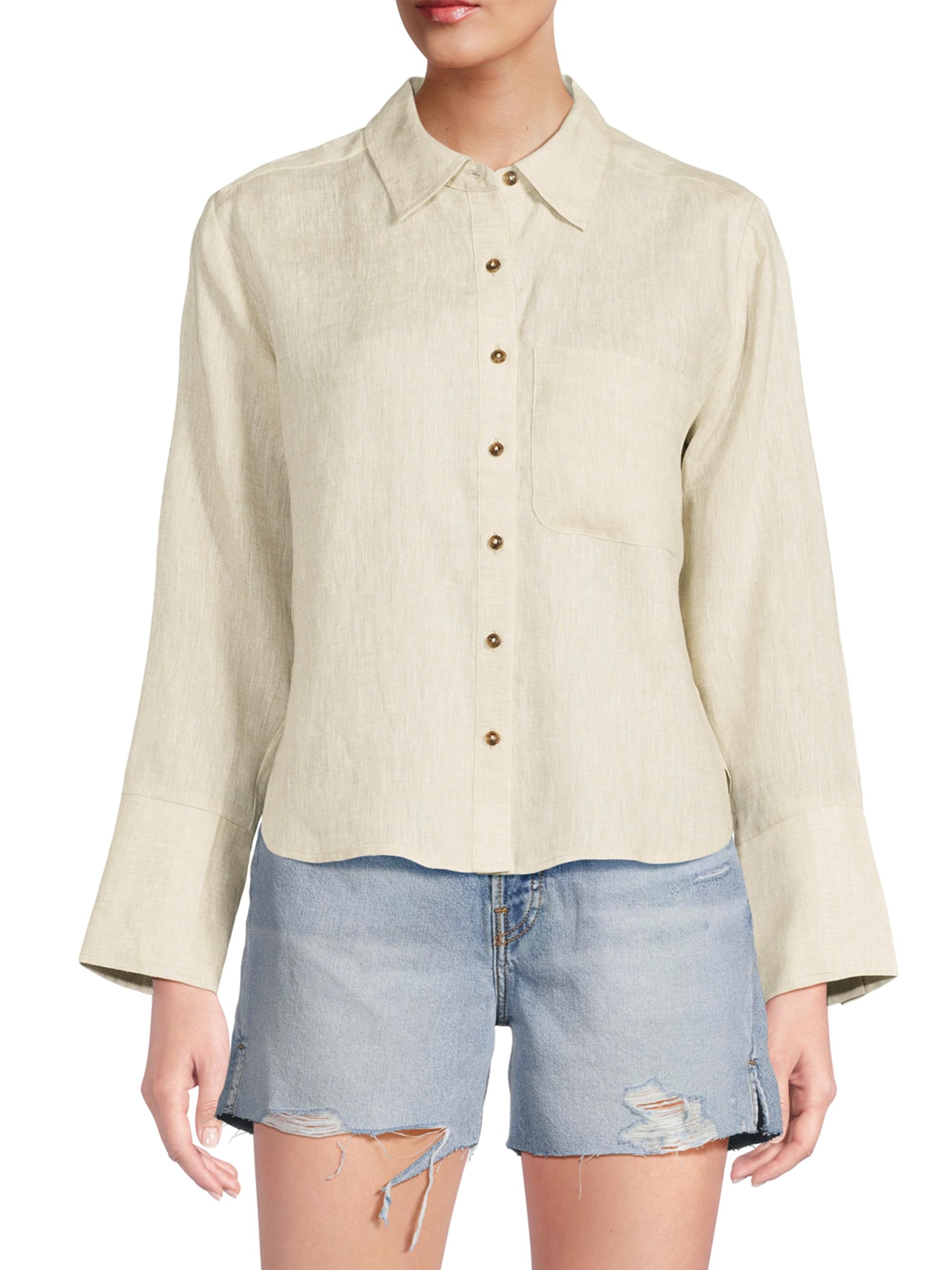 Click here for Saks Fifth Avenue Womens 100 Linen Boxy Shirt - Na... prices