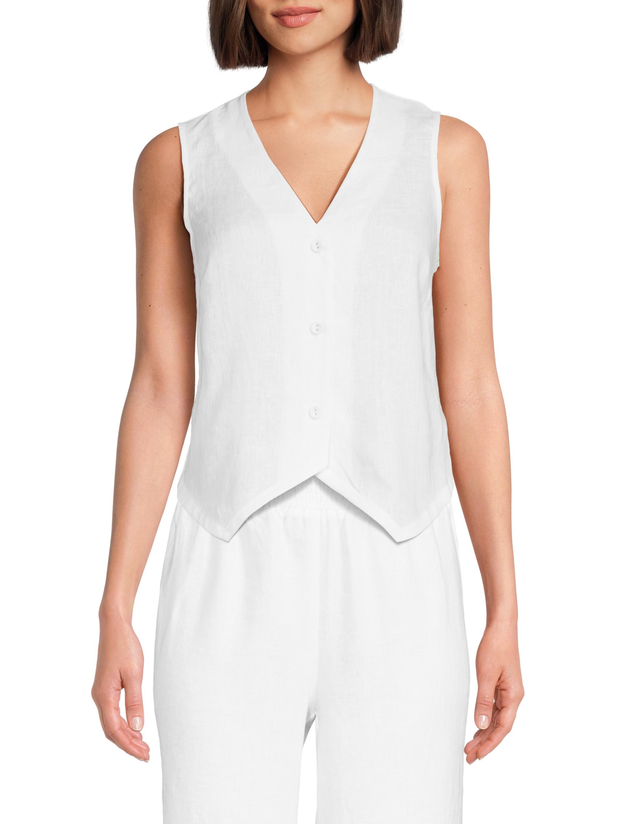 Click here for Saks Fifth Avenue Womens 100 Linen Vest - White -... prices