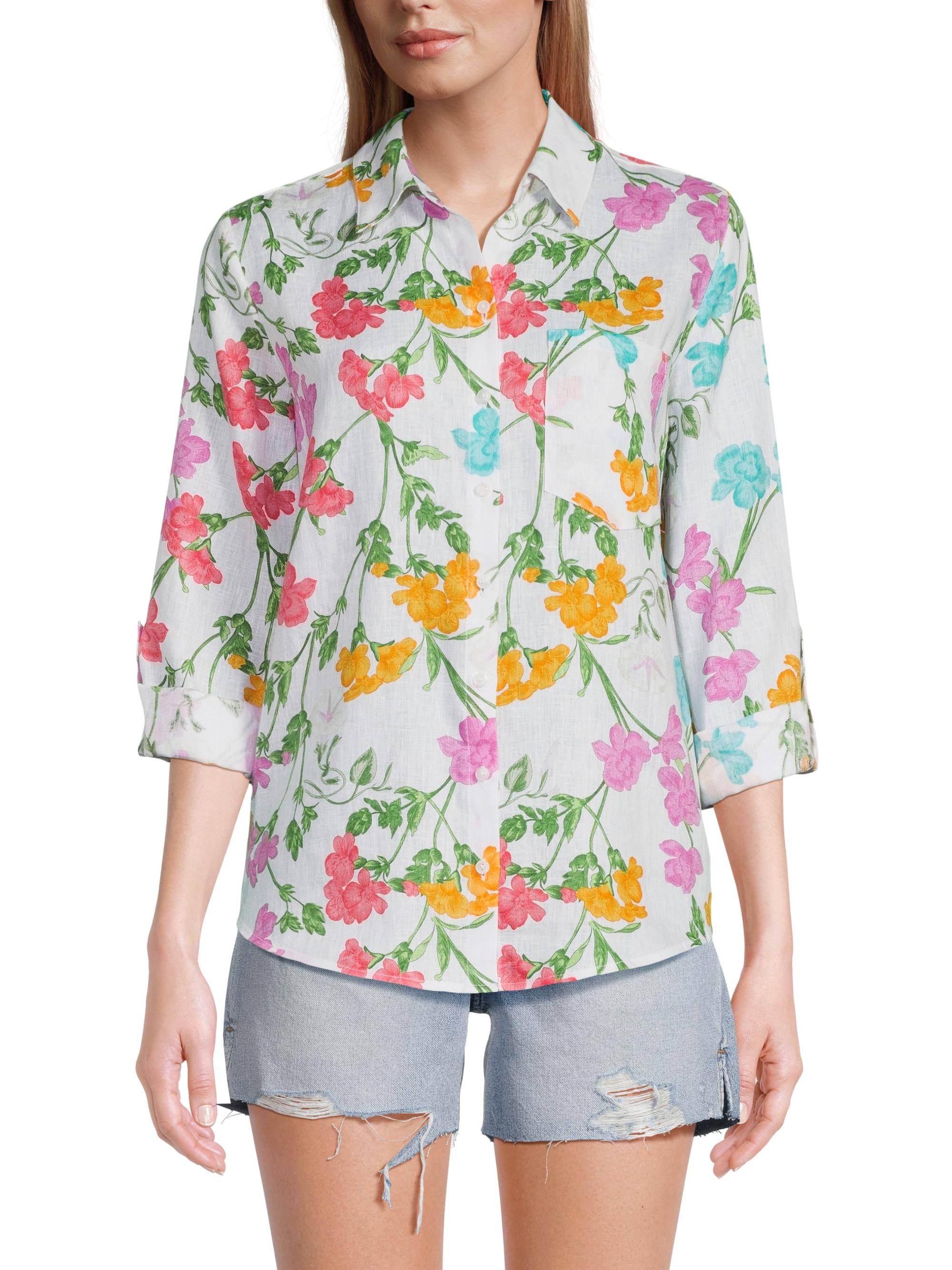 Click here for Saks Fifth Avenue Womens 100 Linen Relaxed-Fit Shi... prices