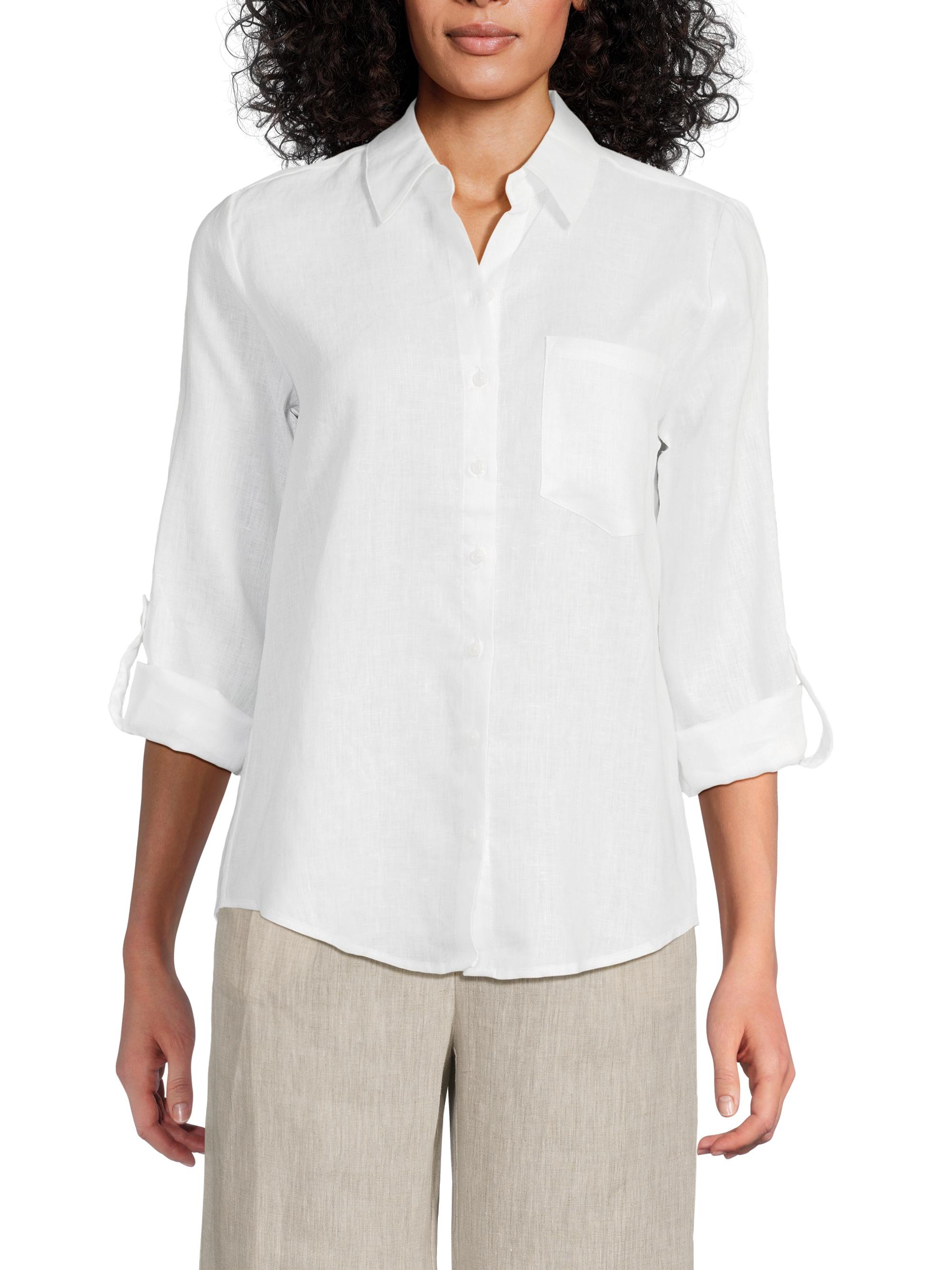 Click here for Saks Fifth Avenue Womens 100 Linen Relaxed-Fit Shi... prices